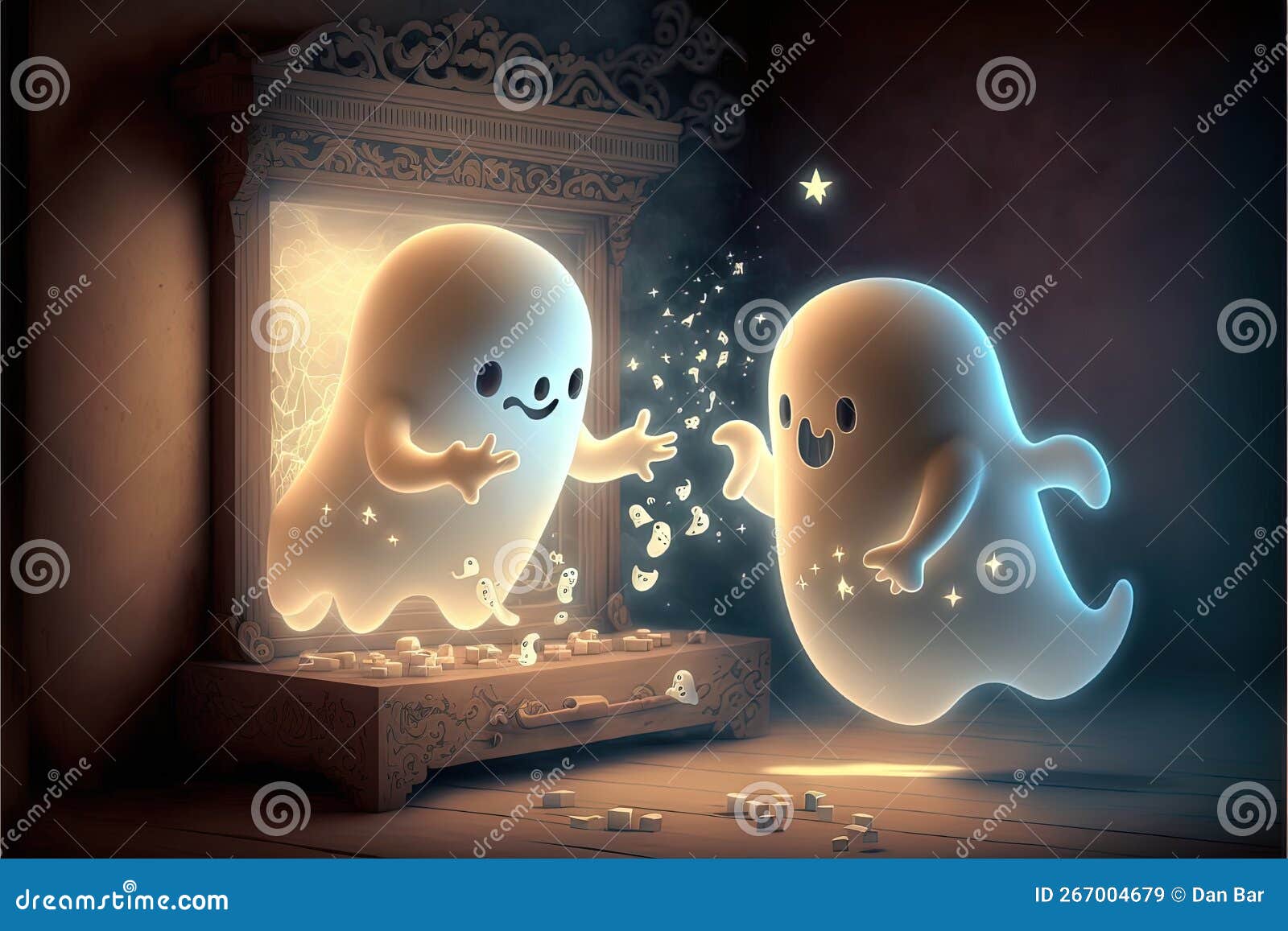 Cute Not so Scary Ghost Playing and Having Fun, Generative Ai Stock ...