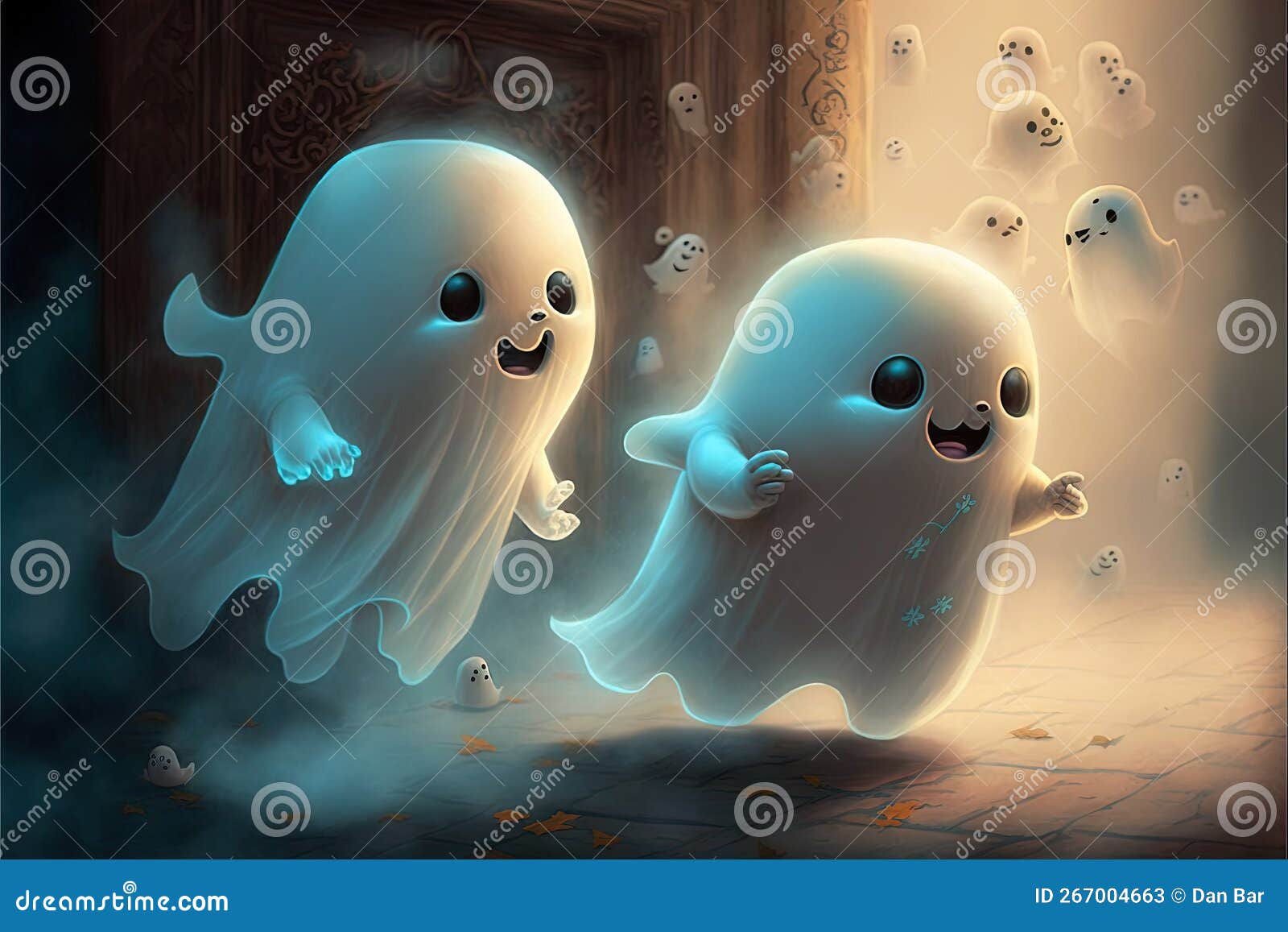 Cute Not so Scary Ghost Playing and Having Fun, Generative Ai Stock ...