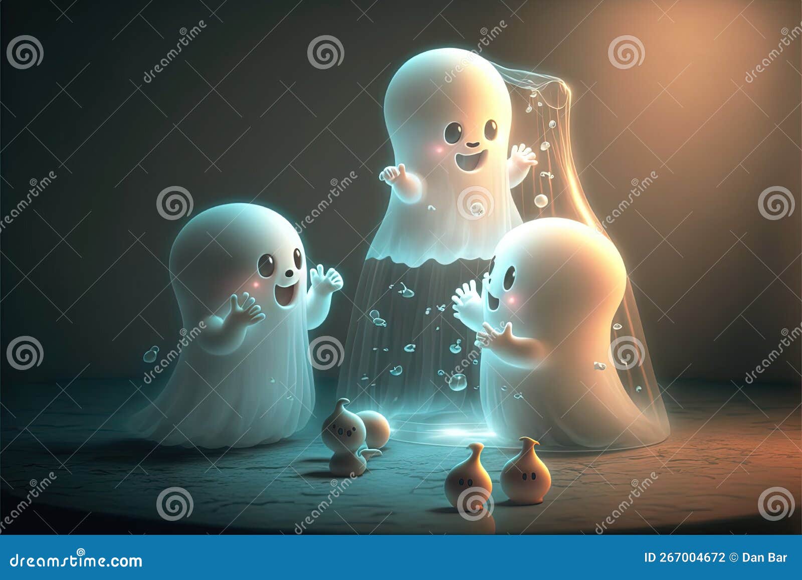 Cute Not so Scary Ghost Playing and Having Fun, Generative Ai Stock ...