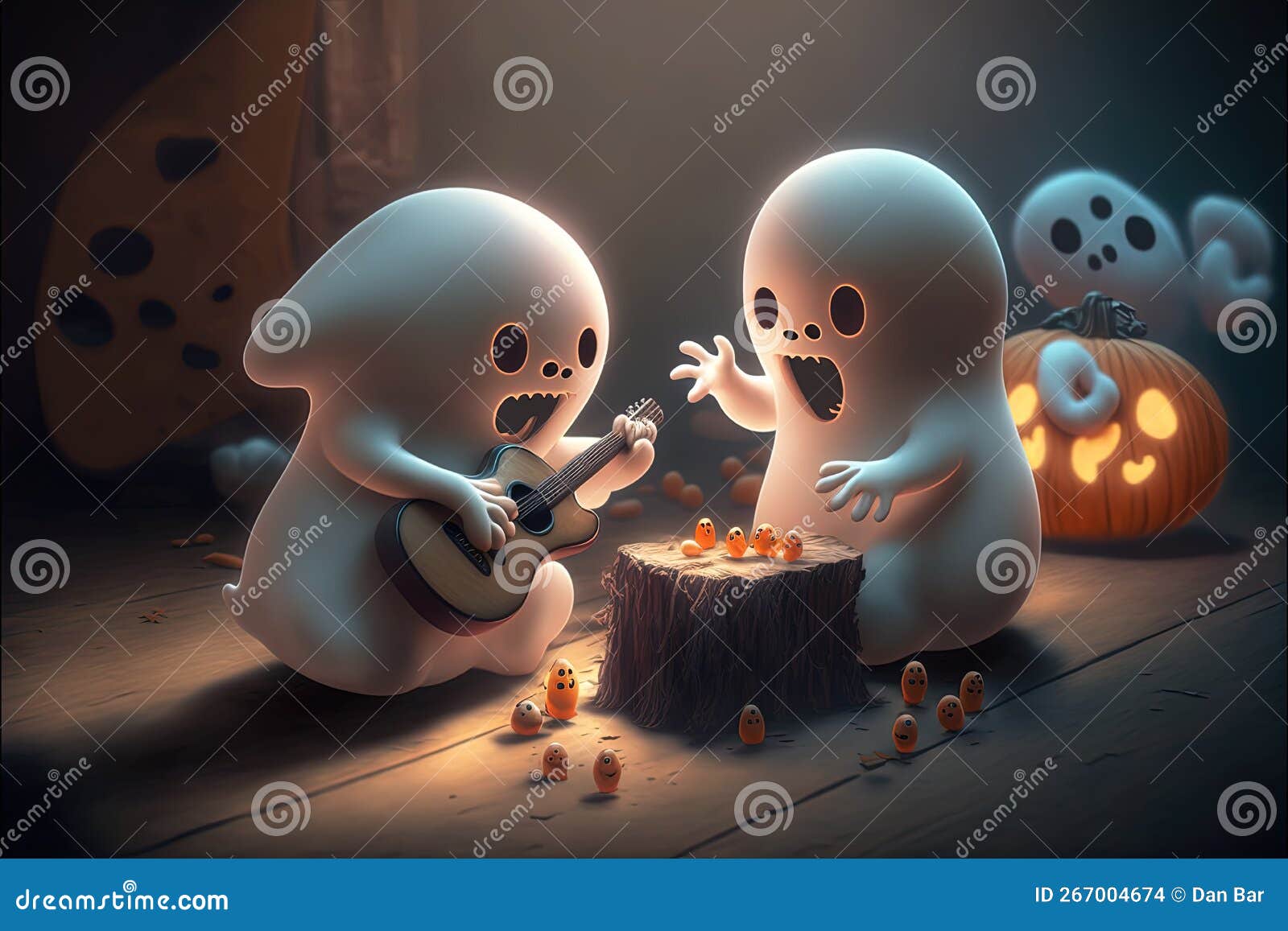 Cute Not so Scary Ghost Playing and Having Fun, Generative Ai Stock ...