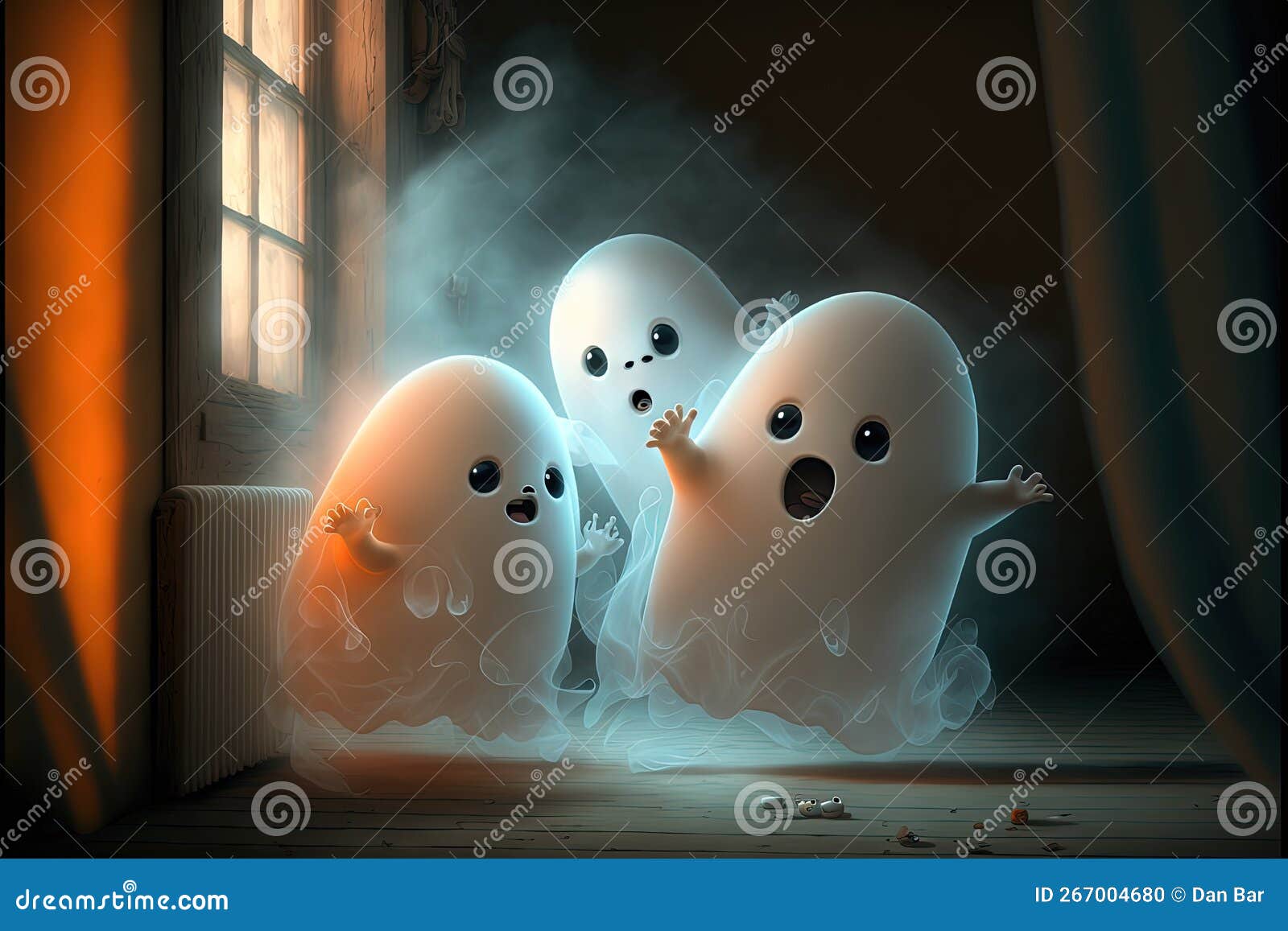 Cute Not so Scary Ghost Playing and Having Fun, Generative Ai Stock ...