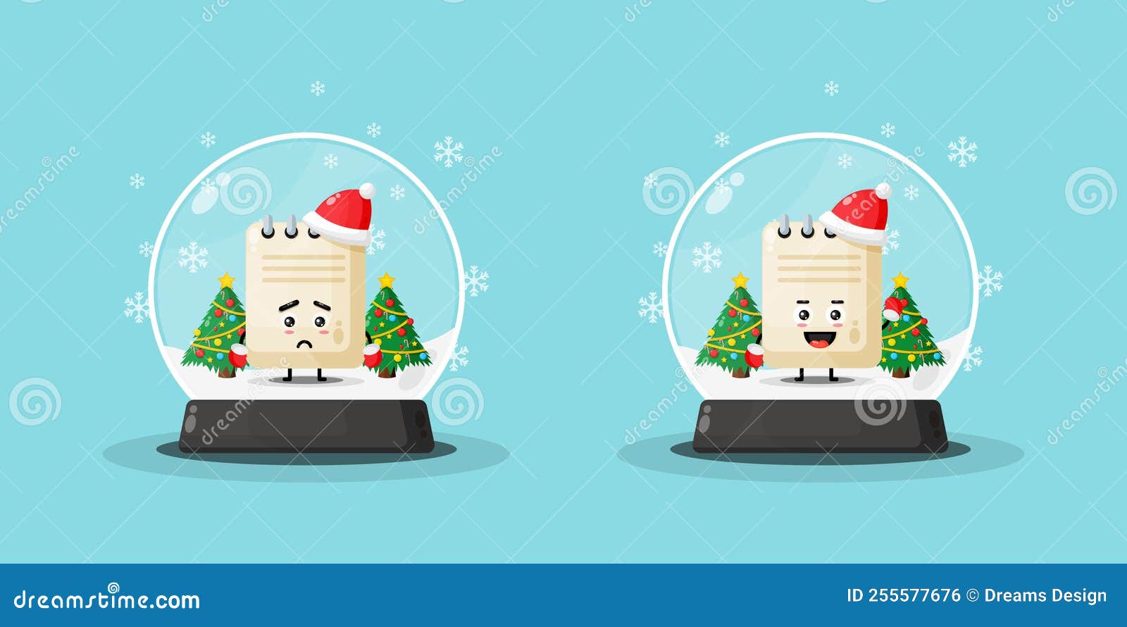 Cute Note Mascot in a Snowball Stock Vector - Illustration of happy ...