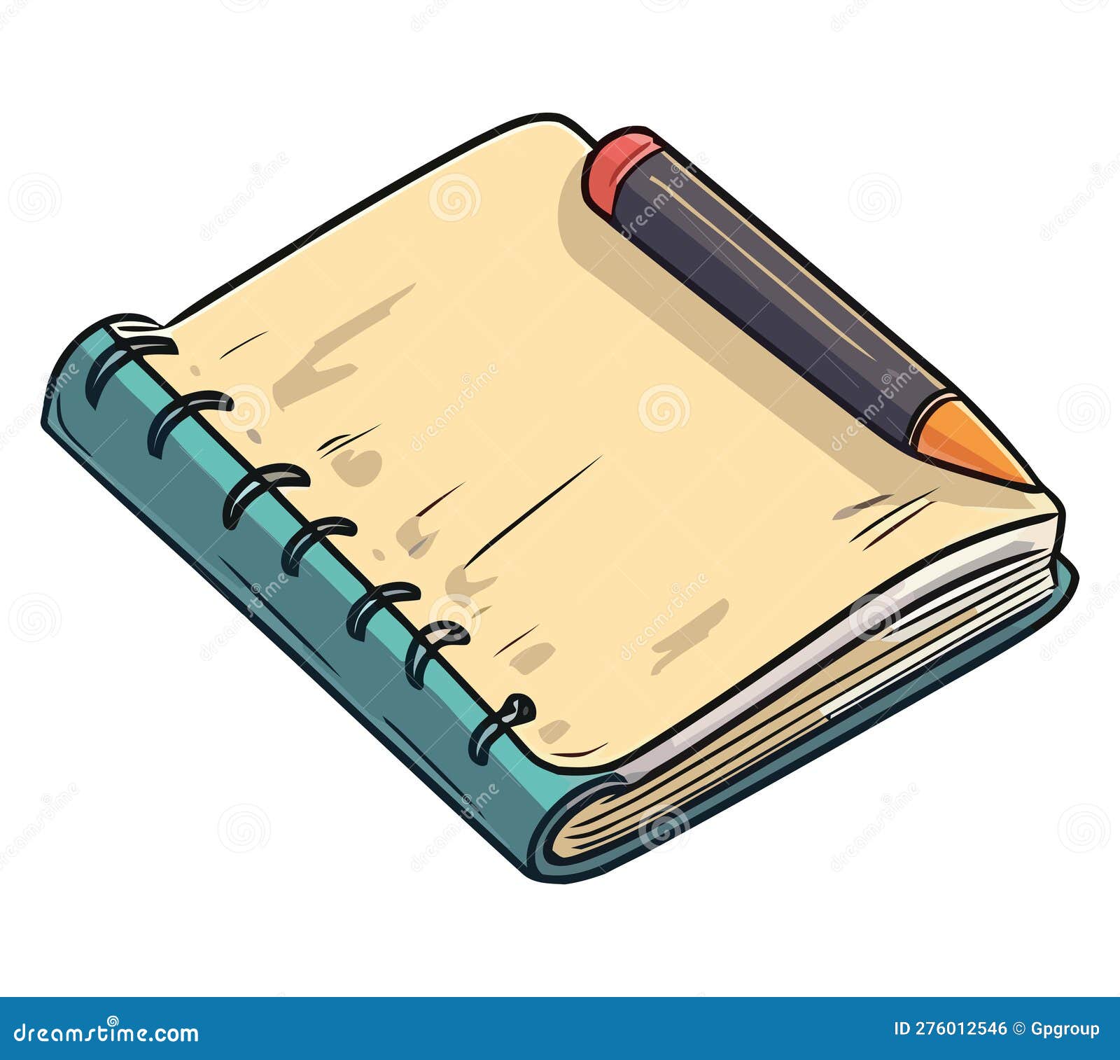 Cute notebook with pencil stock vector. Illustration of textbook ...
