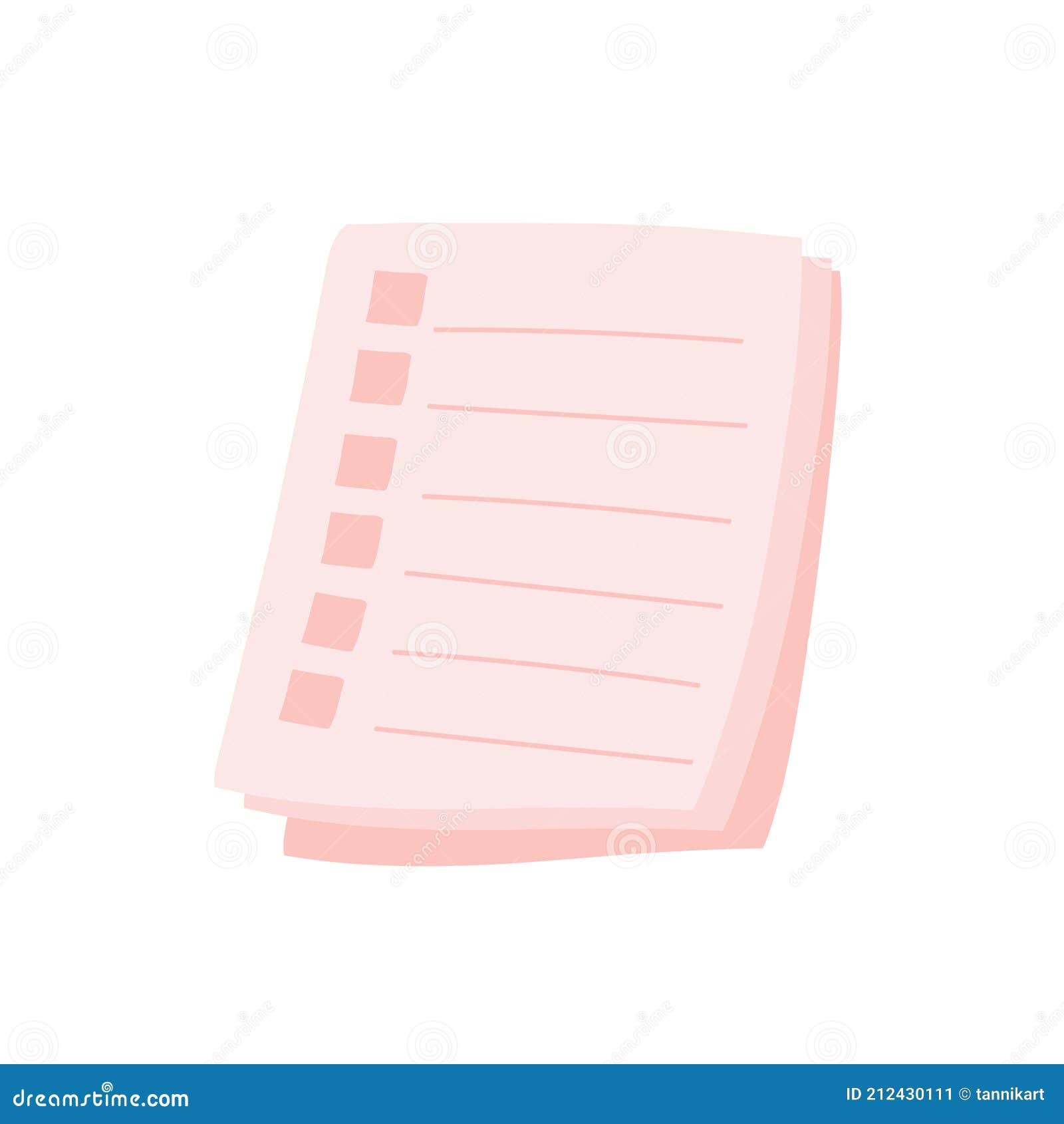 Cute Notepad with Check Boxes. Flat Illustration of Pink Scratchpad ...