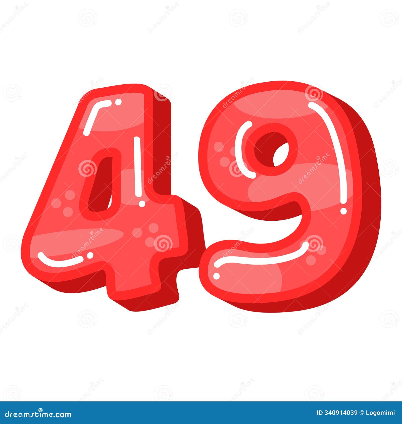 Cute Number 49 Forty Nine, Red Color Number 49 Vector Illustration ... Cute Number 49 Forty Nine, Red Color Number 49 Vector Illustration ...