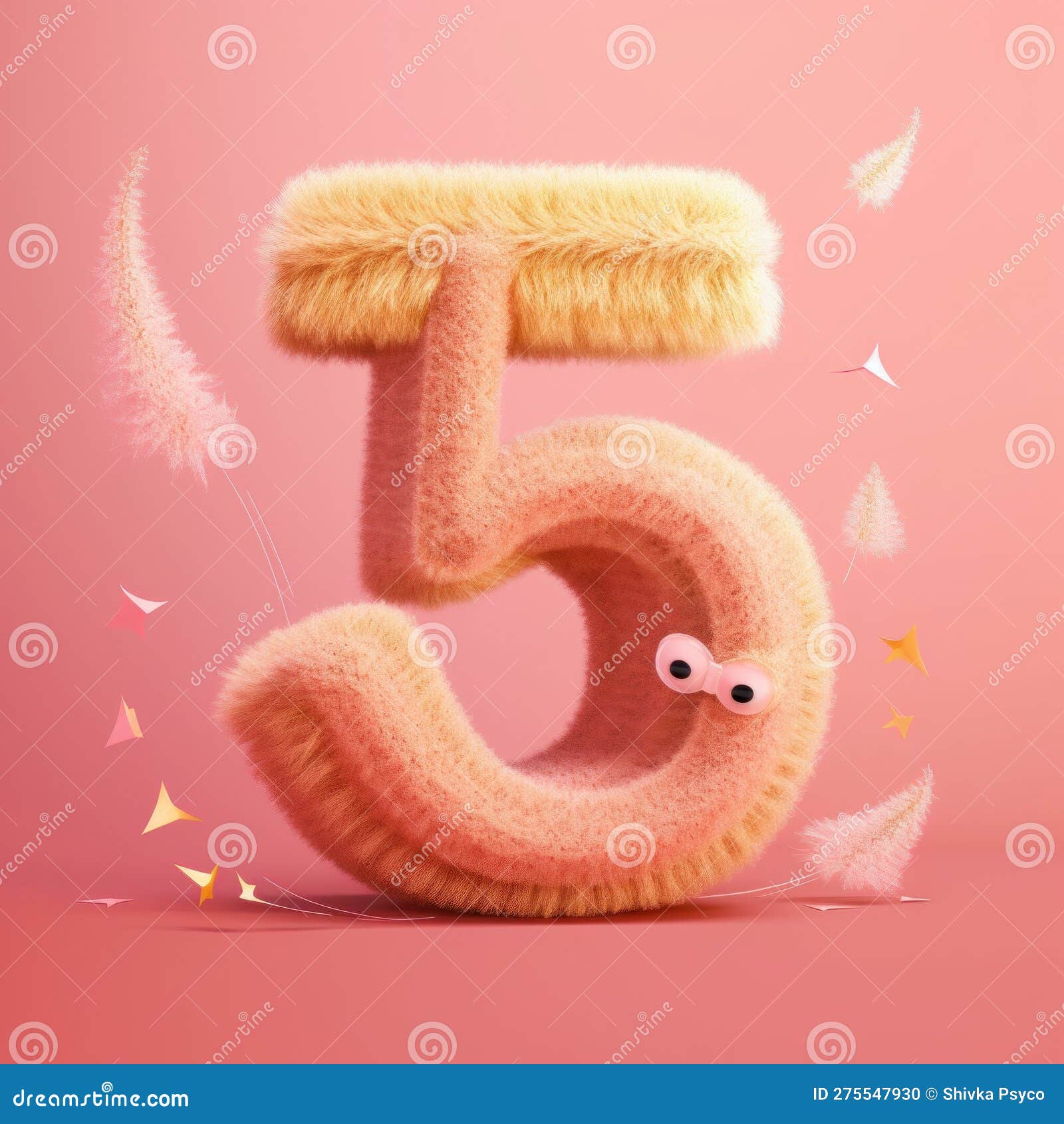 A Cute Number 5 on Pink Background Generative AI Stock Illustration ...