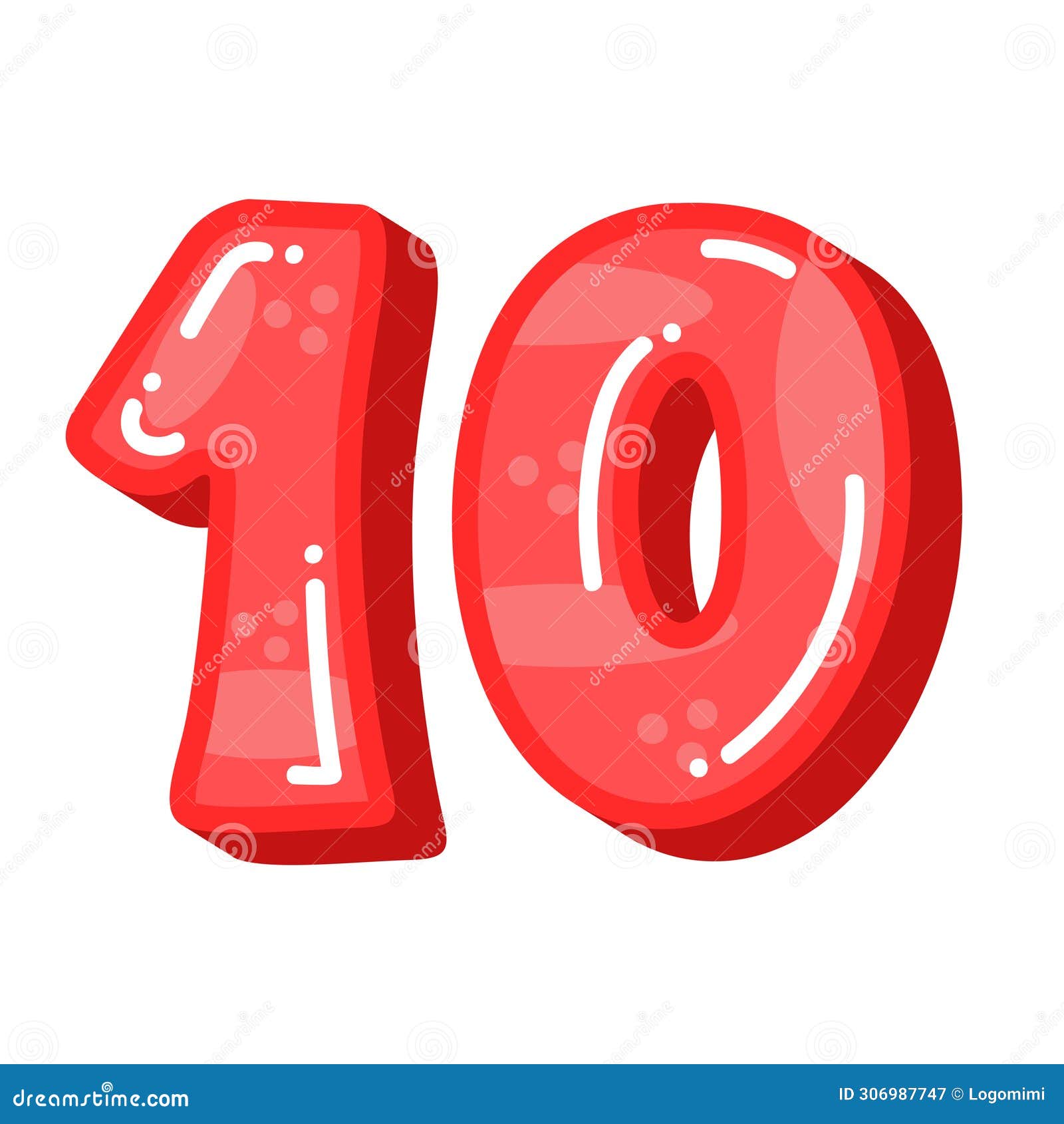 Cute Number 10 Symbol, Red Color Number Ten Vector Illustraiton Stock ...