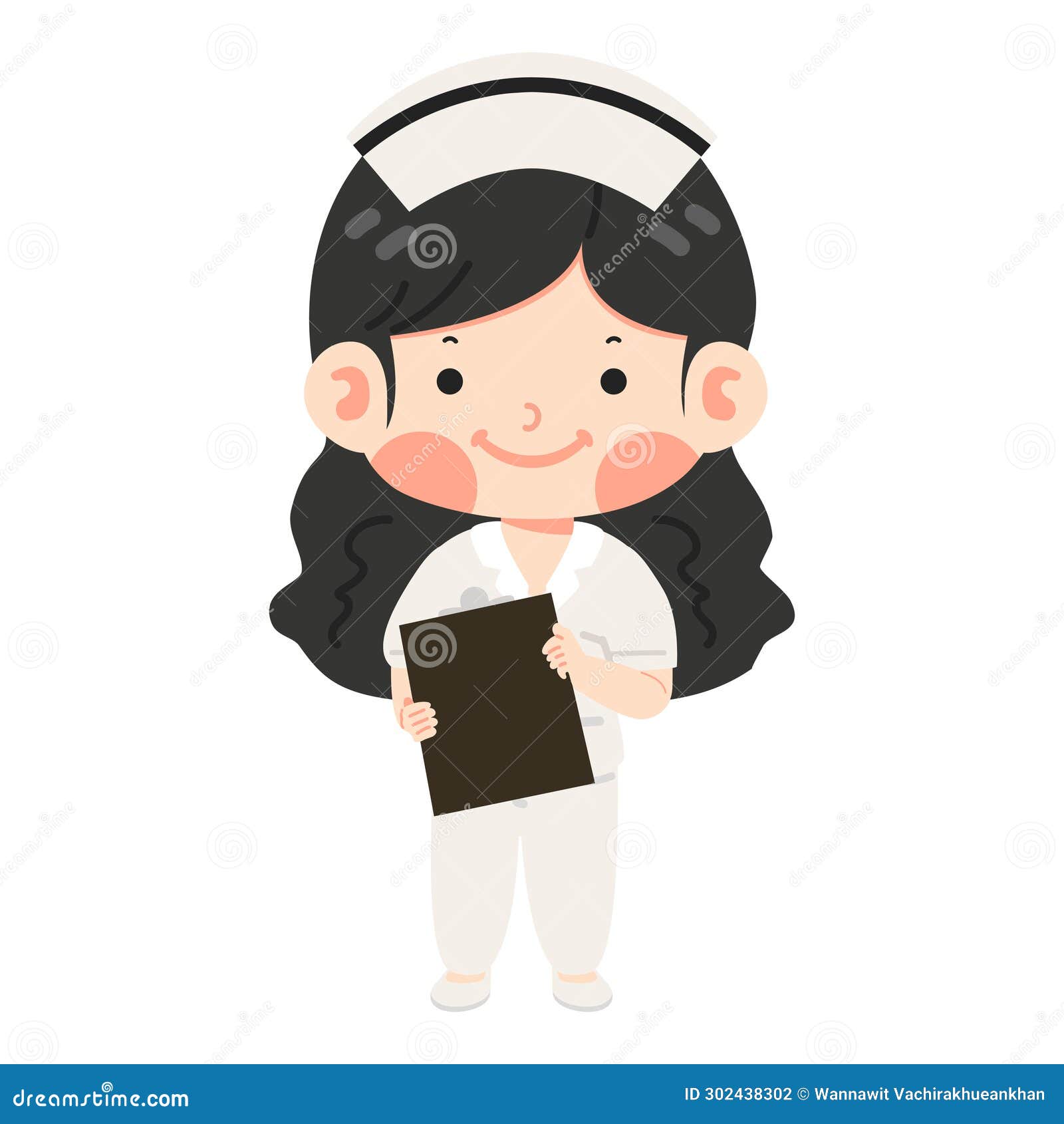 Cute Nurse Female Holding a Folder Stock Vector - Illustration of girl ...