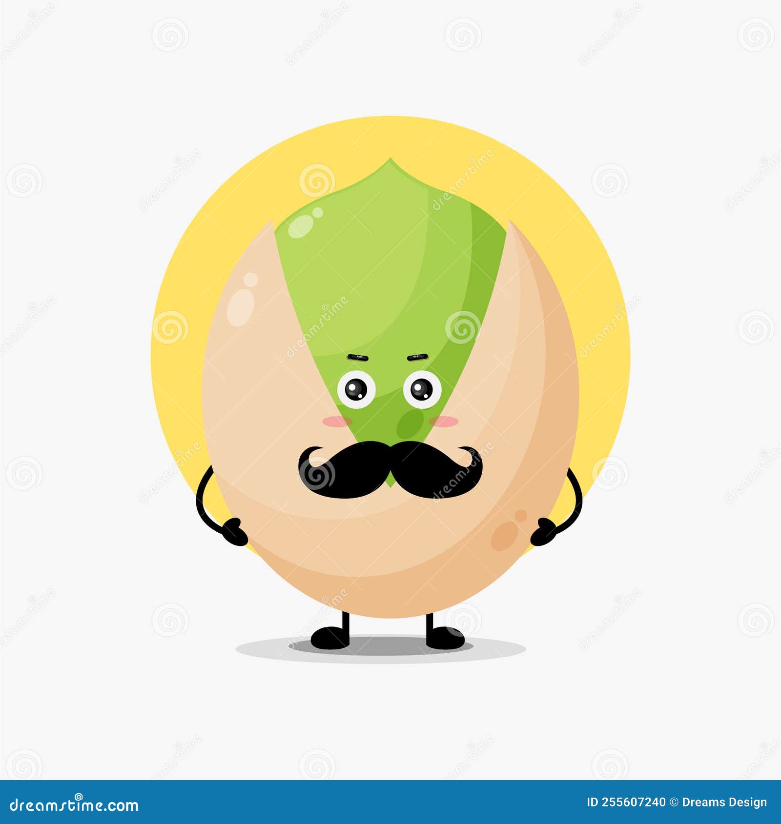 Cute Nut Character with Mustache Stock Vector - Illustration of ...