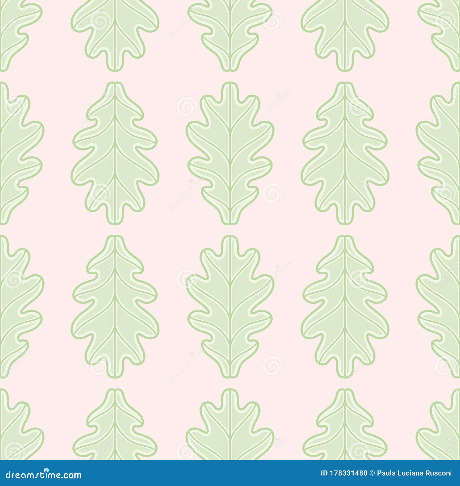 Cute Oak Leaf Vector Repeat Pattern Stock Vector - Illustration of botany, greenery: 178331480