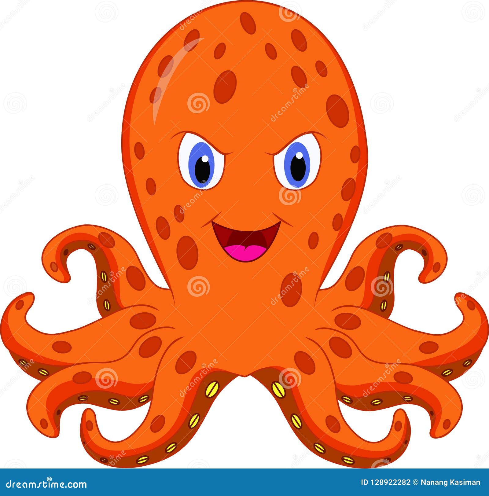Cute Octopus Cartoon stock vector. Illustration of eyes - 128922282
