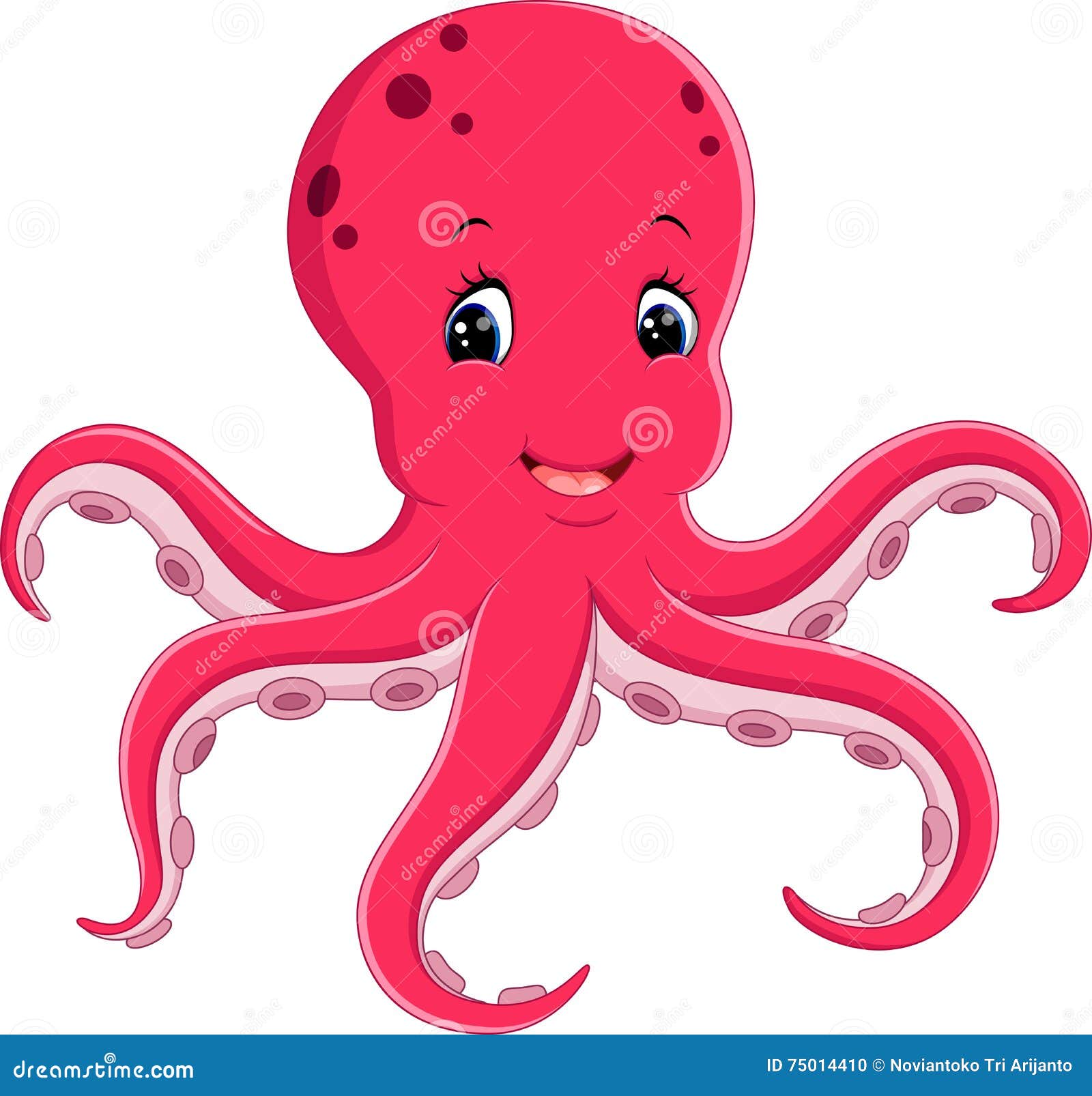 Cute octopus cartoon stock vector. Illustration of eyes - 75014410