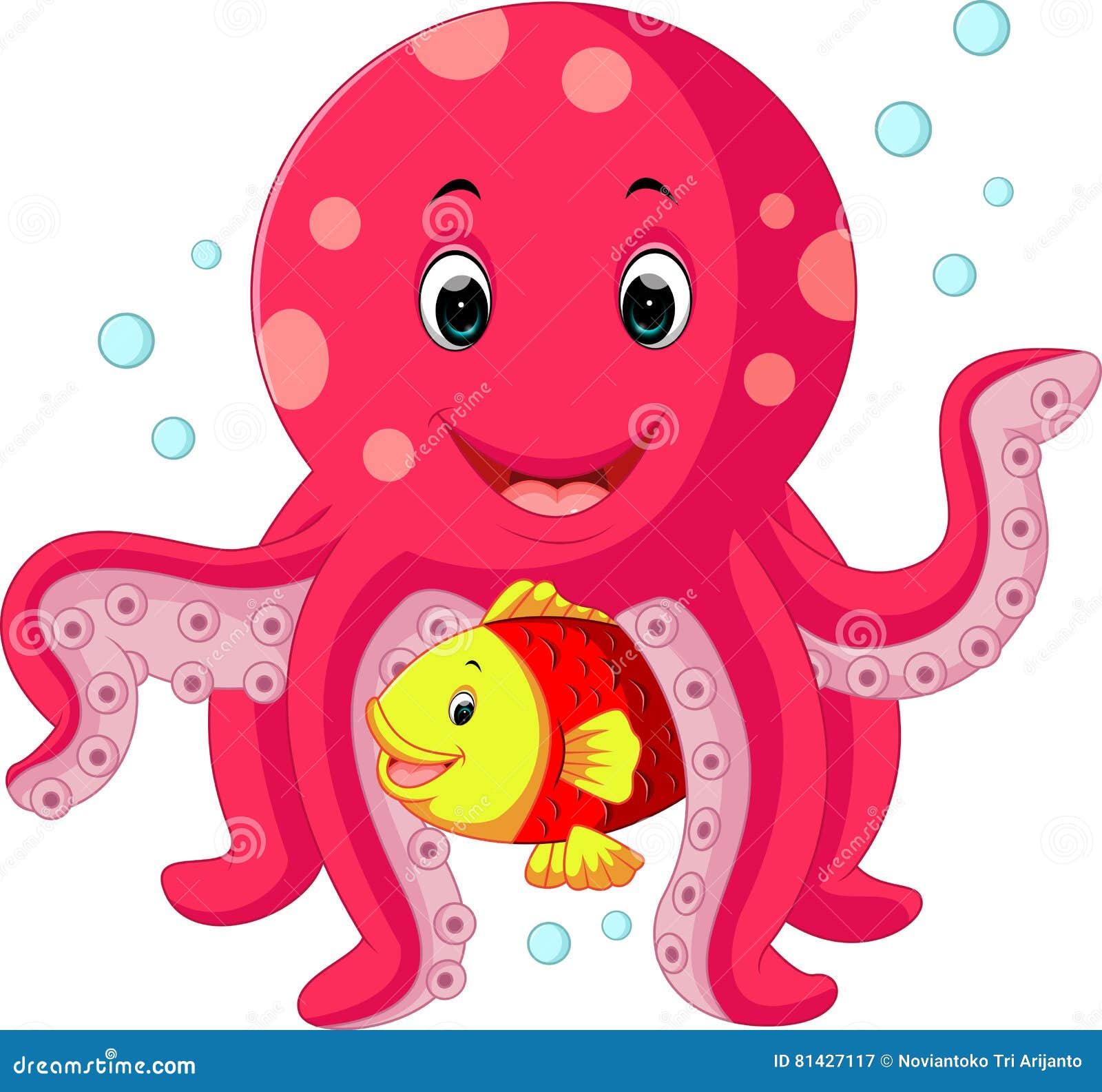 Cute octopus cartoon stock vector. Illustration of cute - 81427117