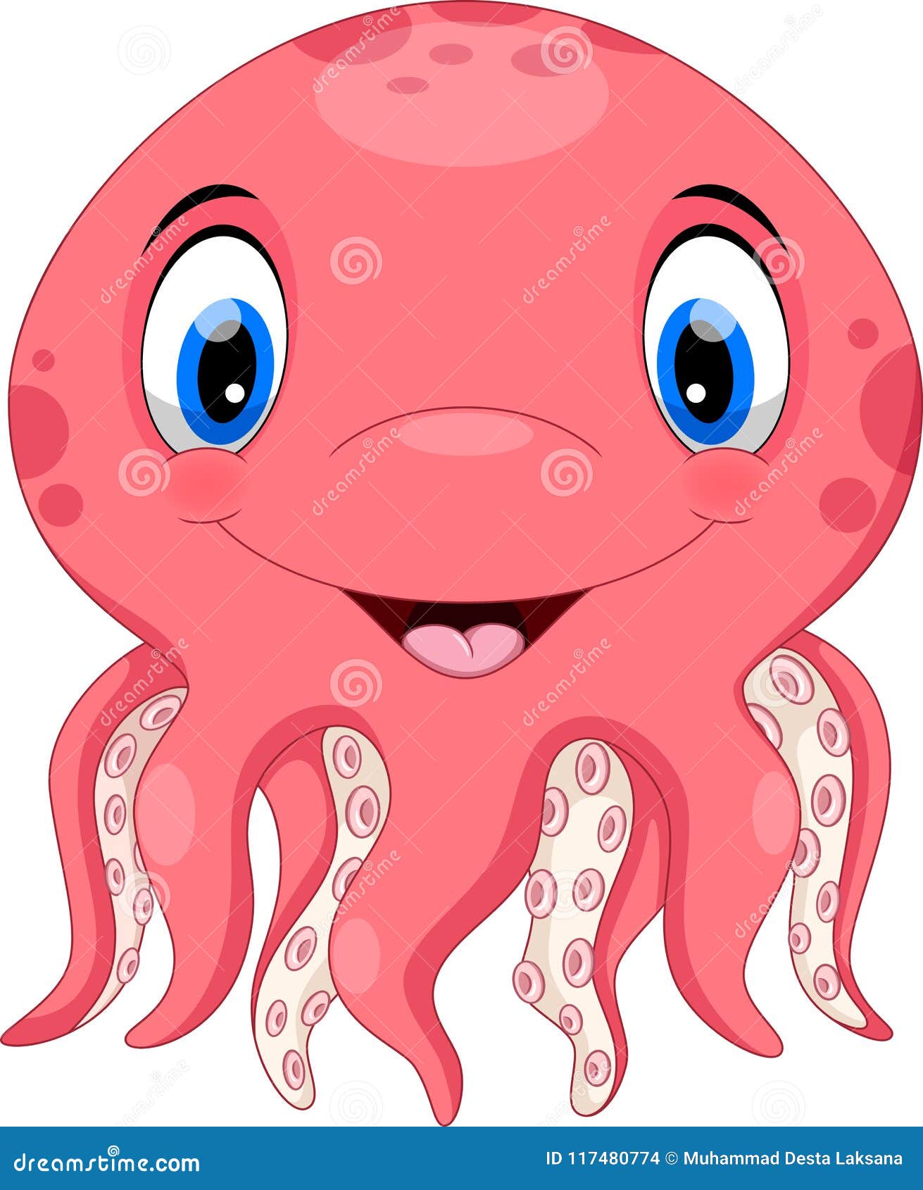 Octopus Cartoon Character Seamless Pattern Vector Illustration ...