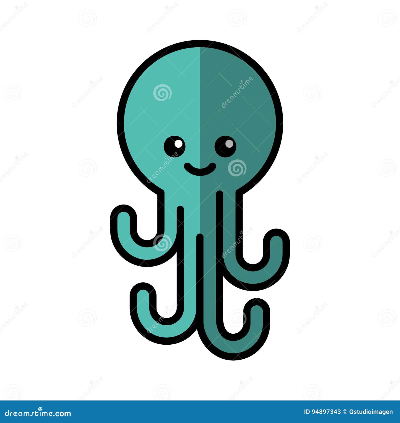 Cute octopus isolated icon stock vector. Illustration of funny - 94897343