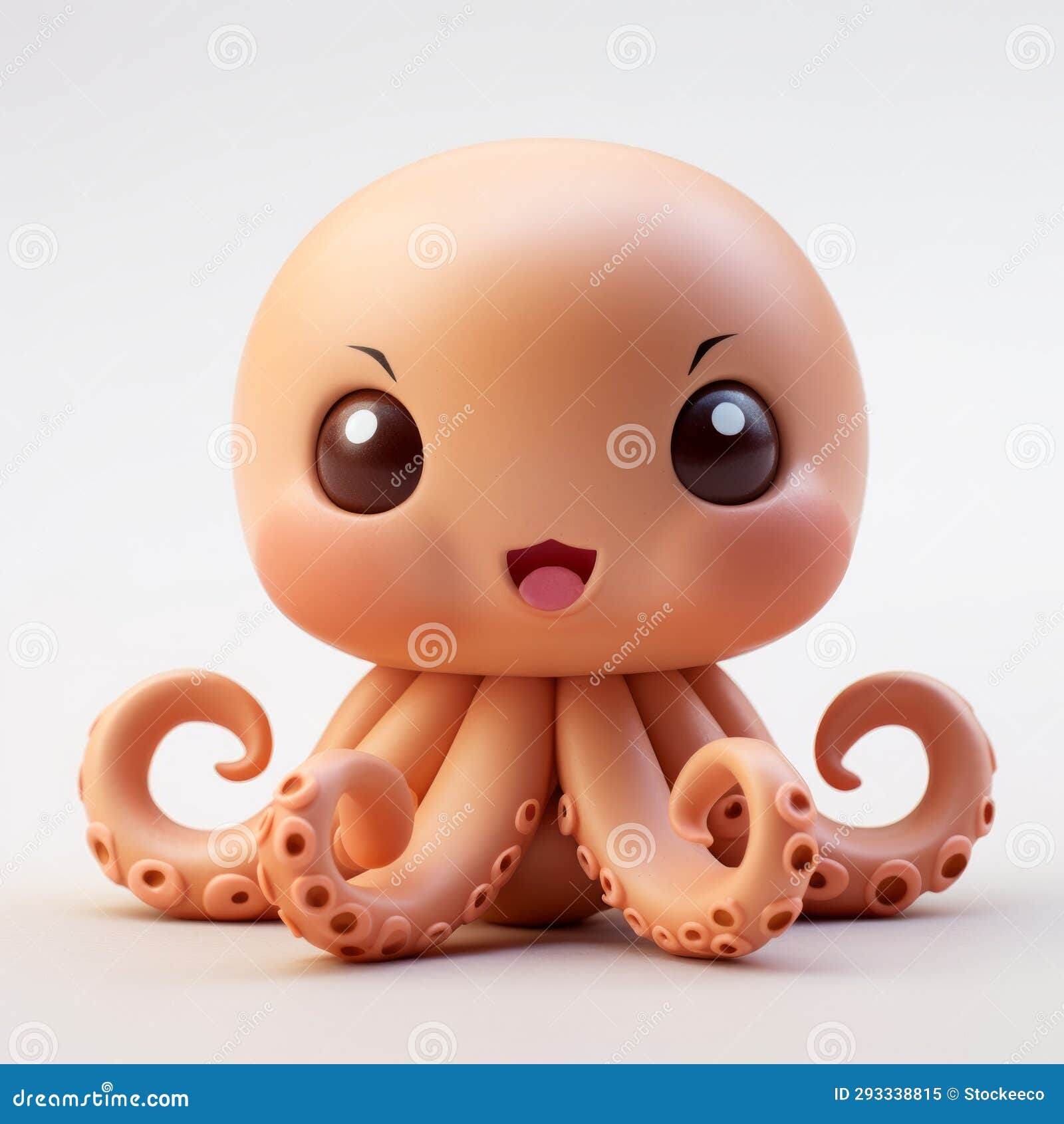 Cute Kawaii Octopus 3d Clay Figure - Adorable Smiling Octopus Model ...