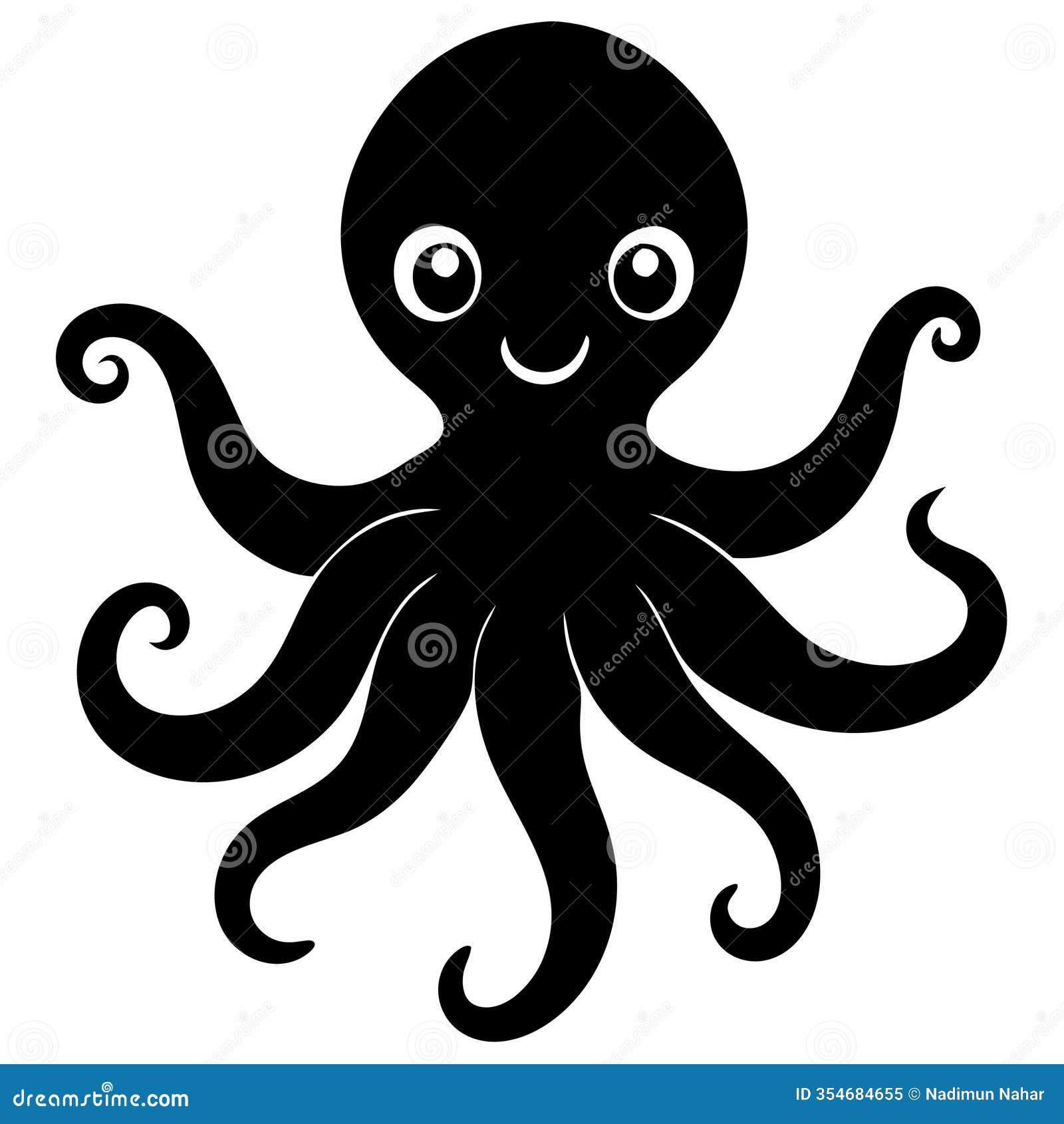 Cute Octopus Silhouette on White Background Stock Illustration ...