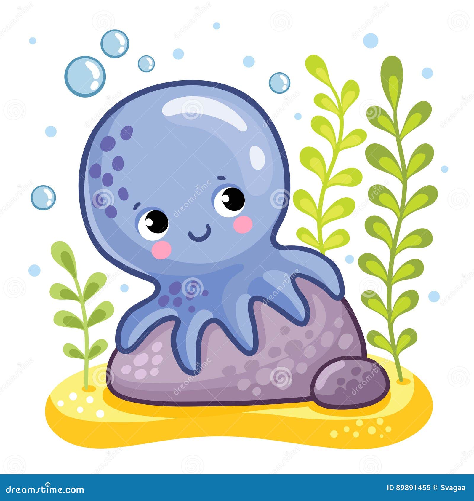 A Cute Octopus Character Design Set With Multiple Expression Cartoon ...