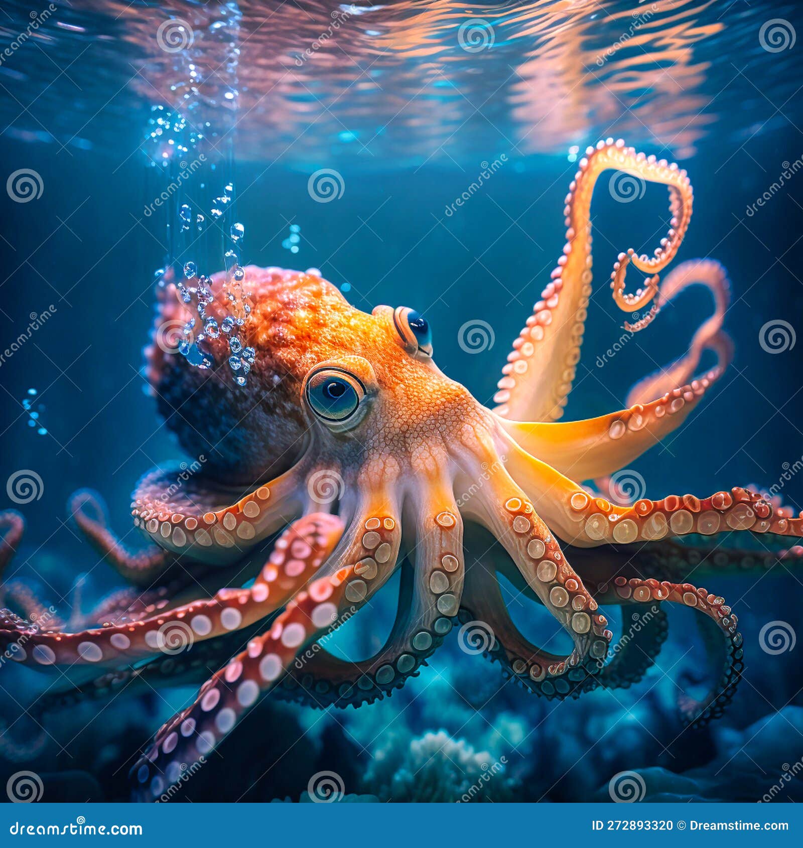 Cute Octopus Underwater, Generative AI Stock Illustration ...