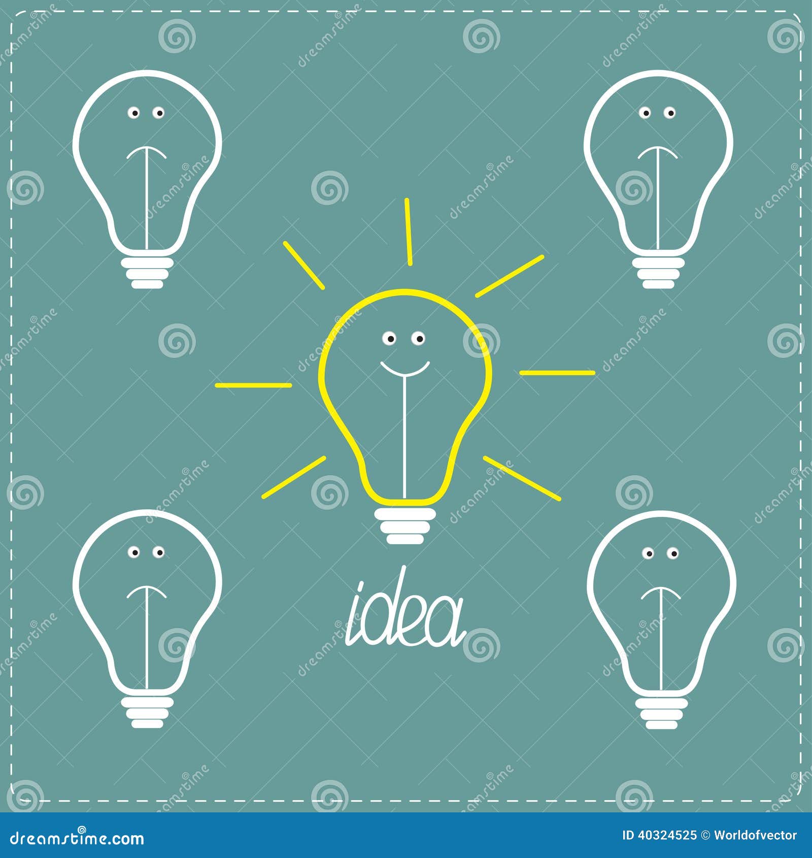 Cute on and Off Bulbs with Faces. Idea Concept Stock Vector ...