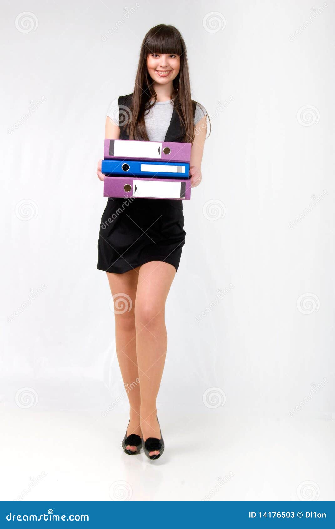 Cute Office Girl with Documents. Stock Image - Image of cheerful ...