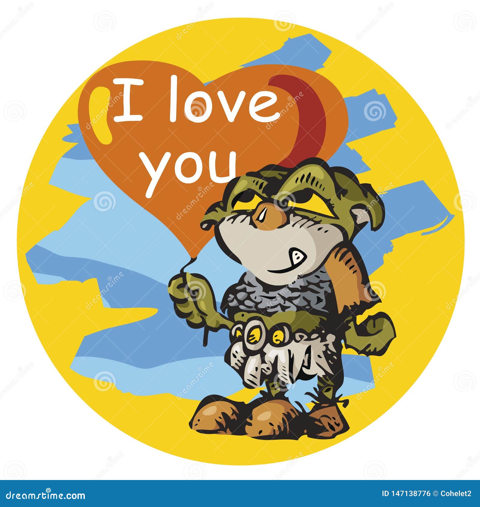 Cute Ogre with Heart stock vector. Illustration of ogre - 147138776