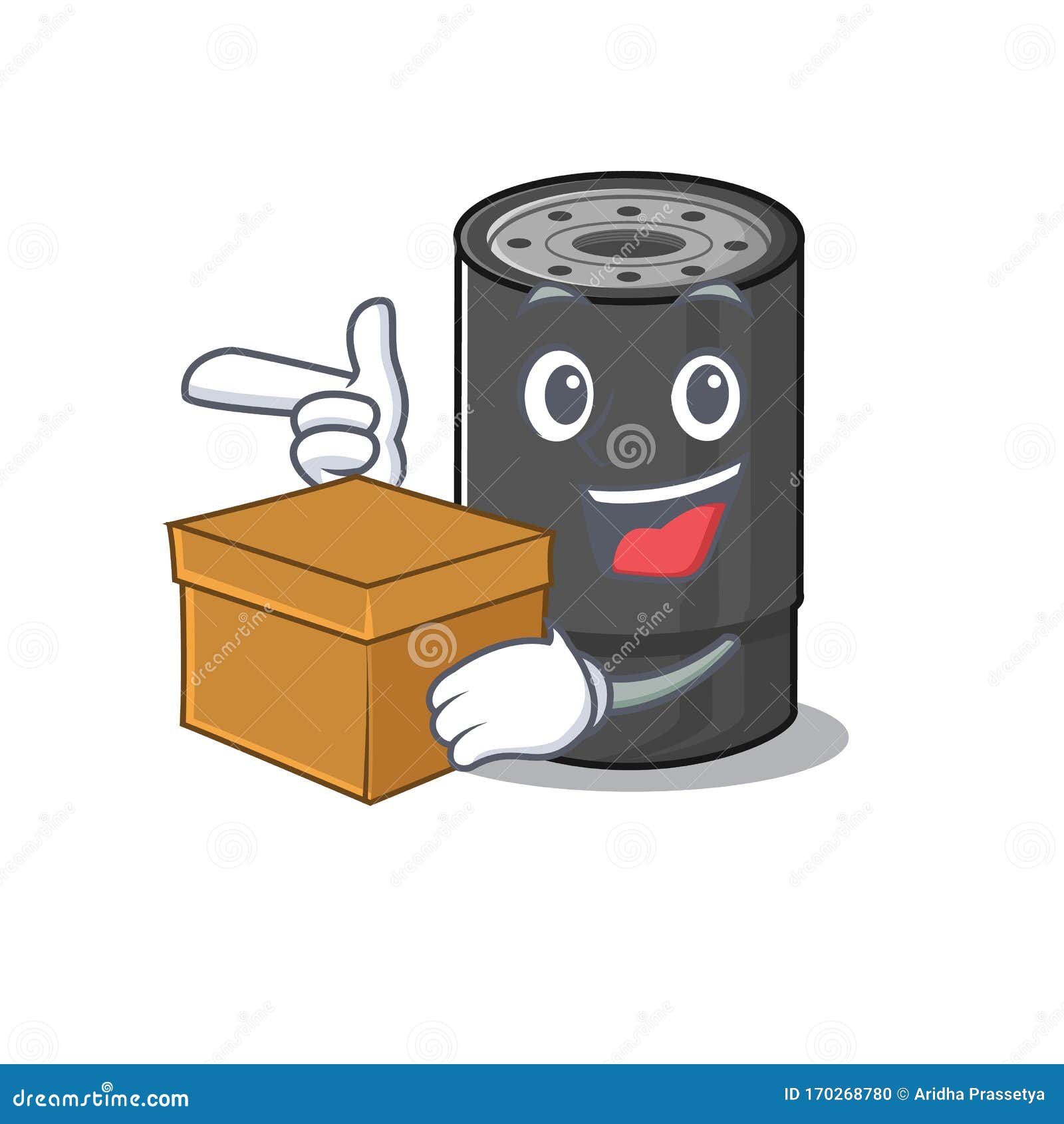 Cute Oil Filter Cartoon Character Having a Box Stock Vector ...