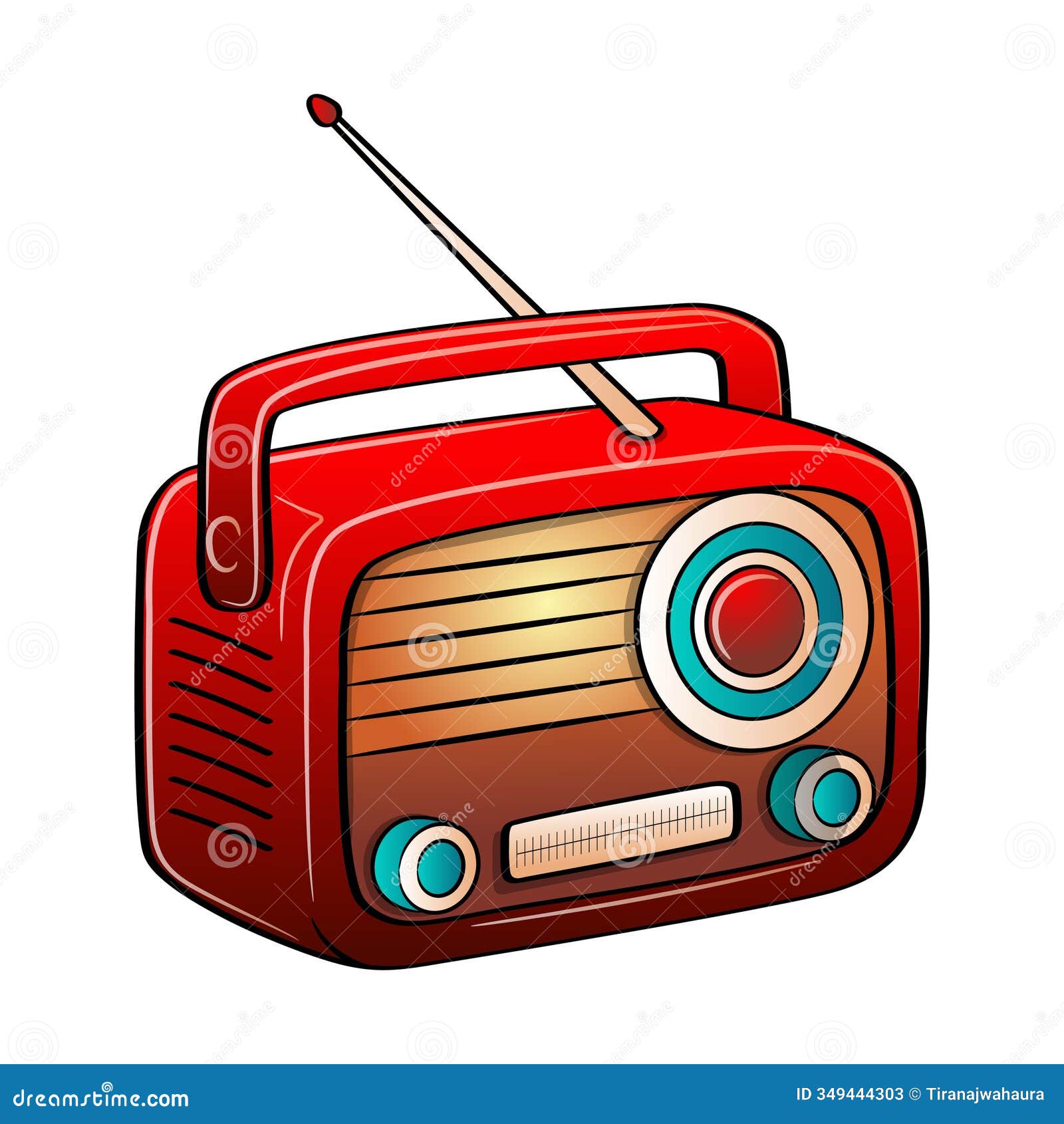 Cute Red Radio Wave For Radio FM Icon Cartoonist Flat Design Vector ...