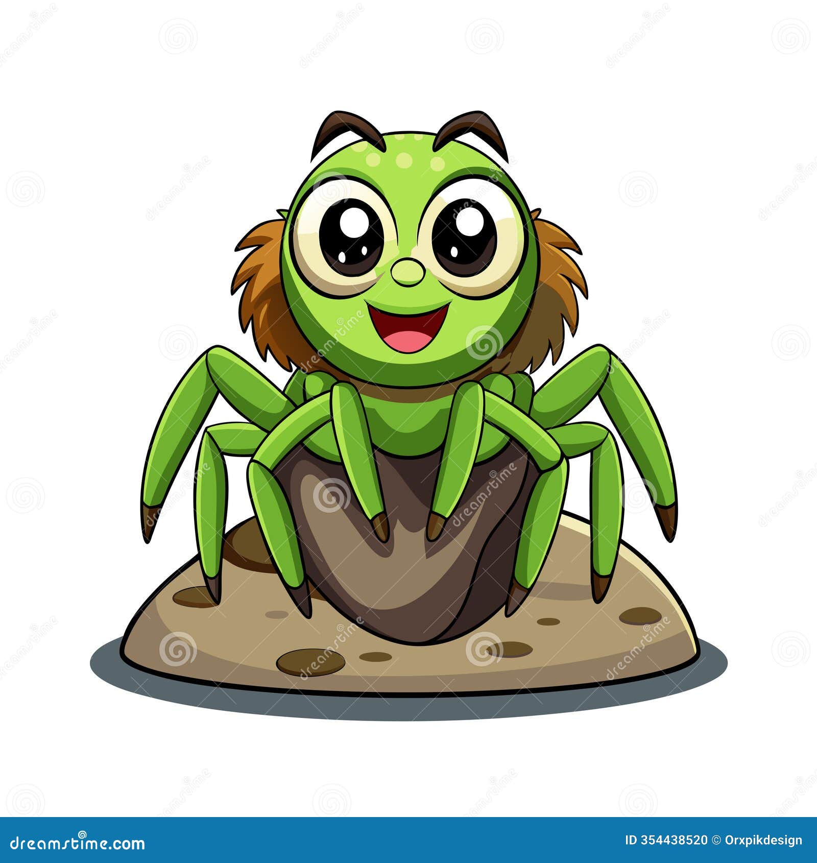 Cute Olive Green Tarantula Cartoon Design Stock Illustration ...