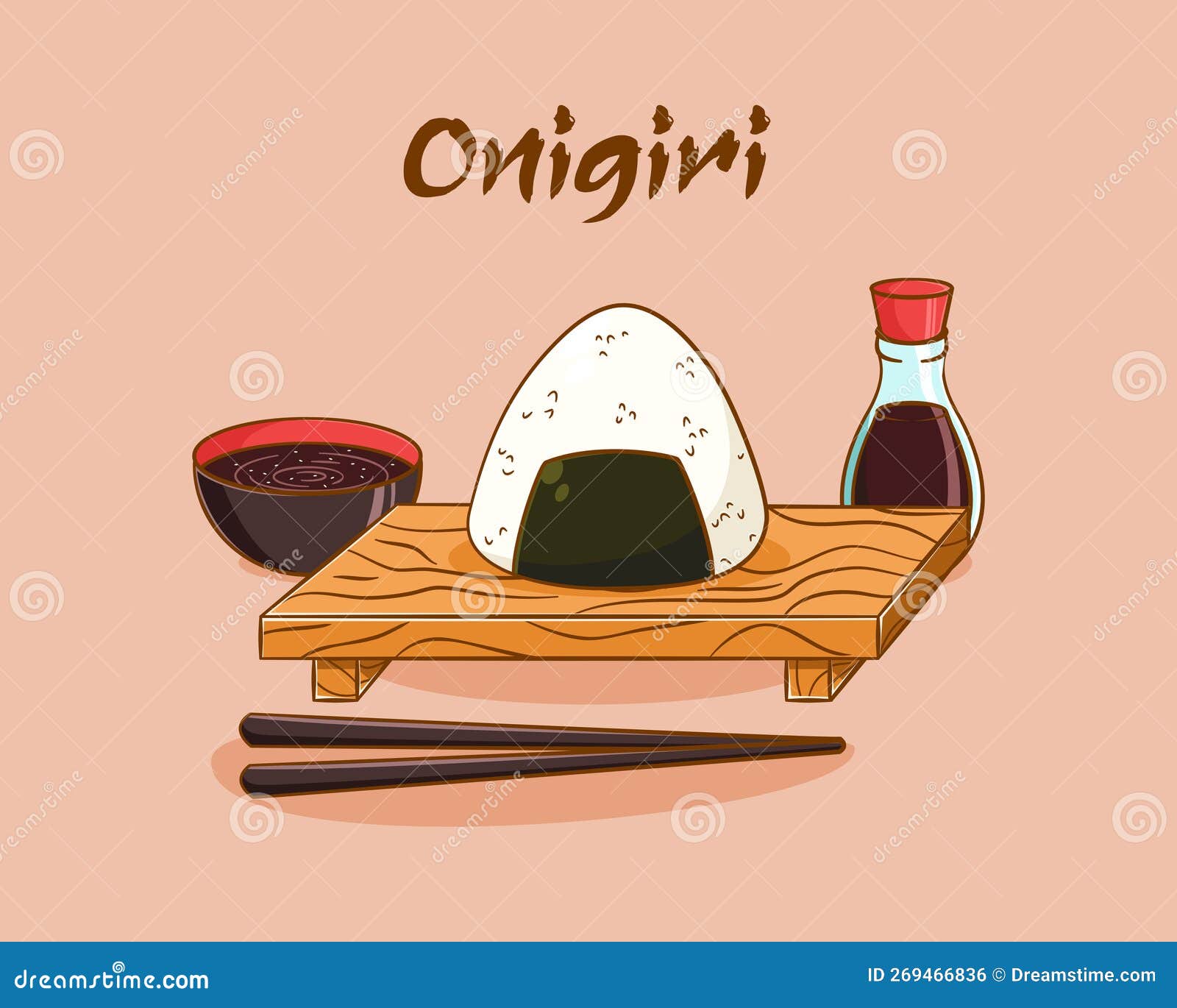 Cute Onigiri Cartoon Illustration Stock Vector - Illustration of mascot ...
