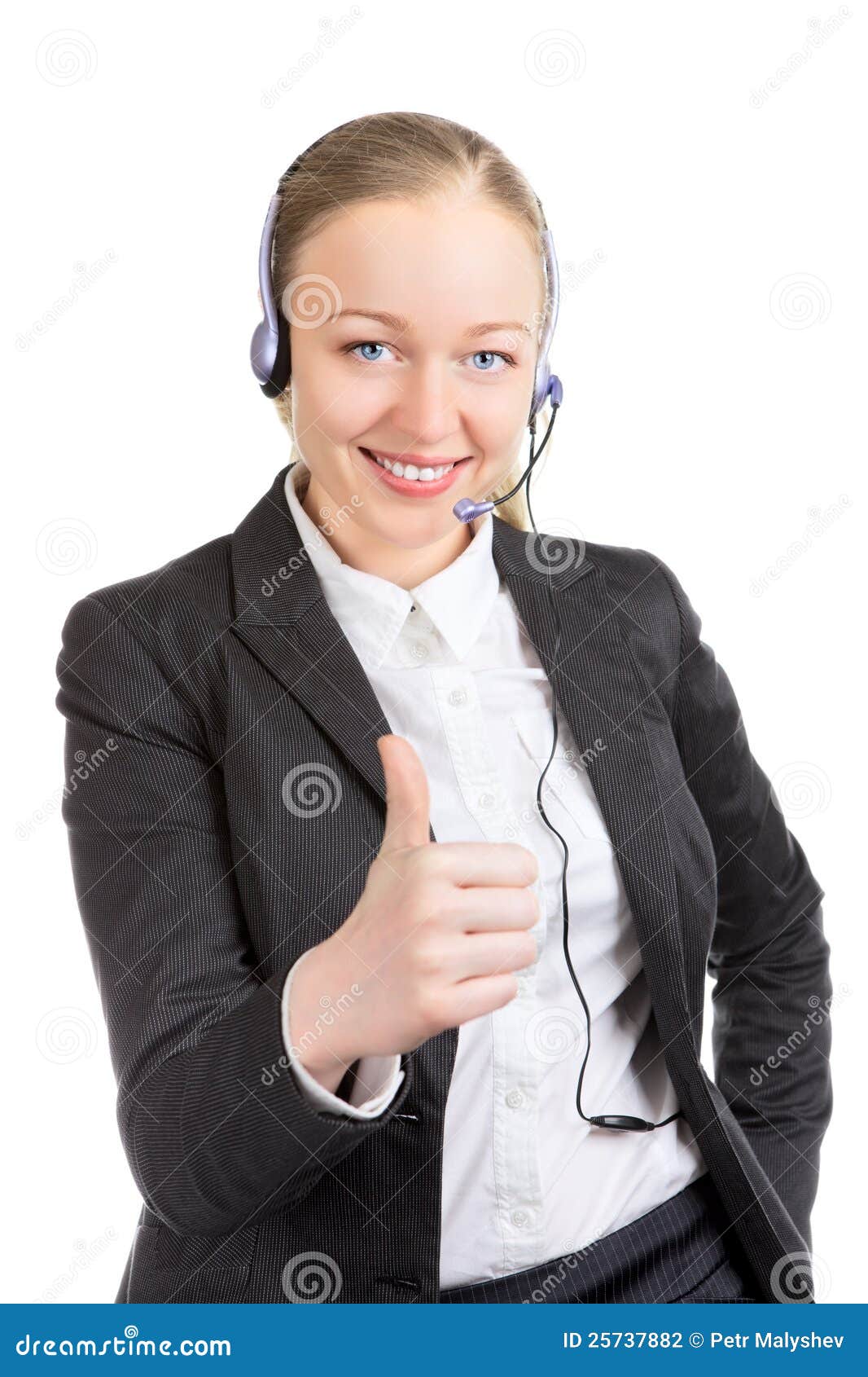 Cute Operator Thumbs Up stock photo. Image of center - 25737882