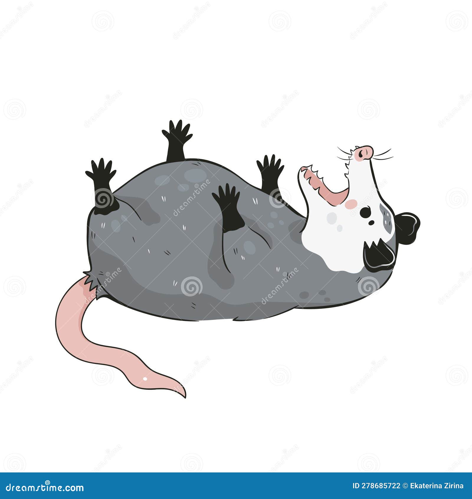 Cute Opossum Isolated on a White Background. Vector Graphics Stock ...
