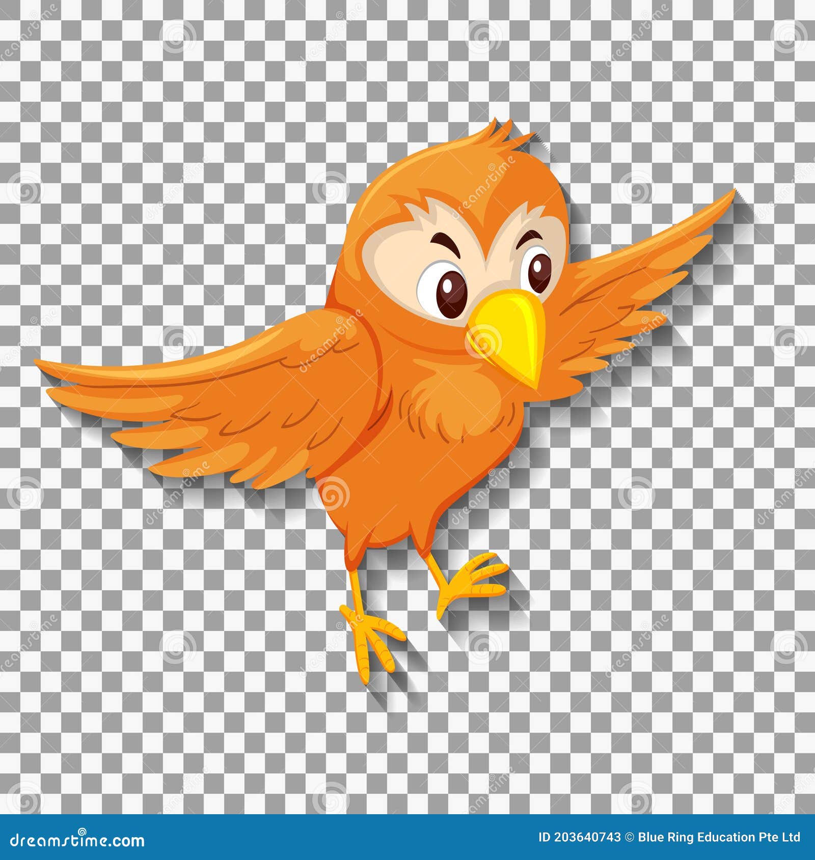 Cute Orange Bird Cartoon Character Stock Vector - Illustration of clip ...