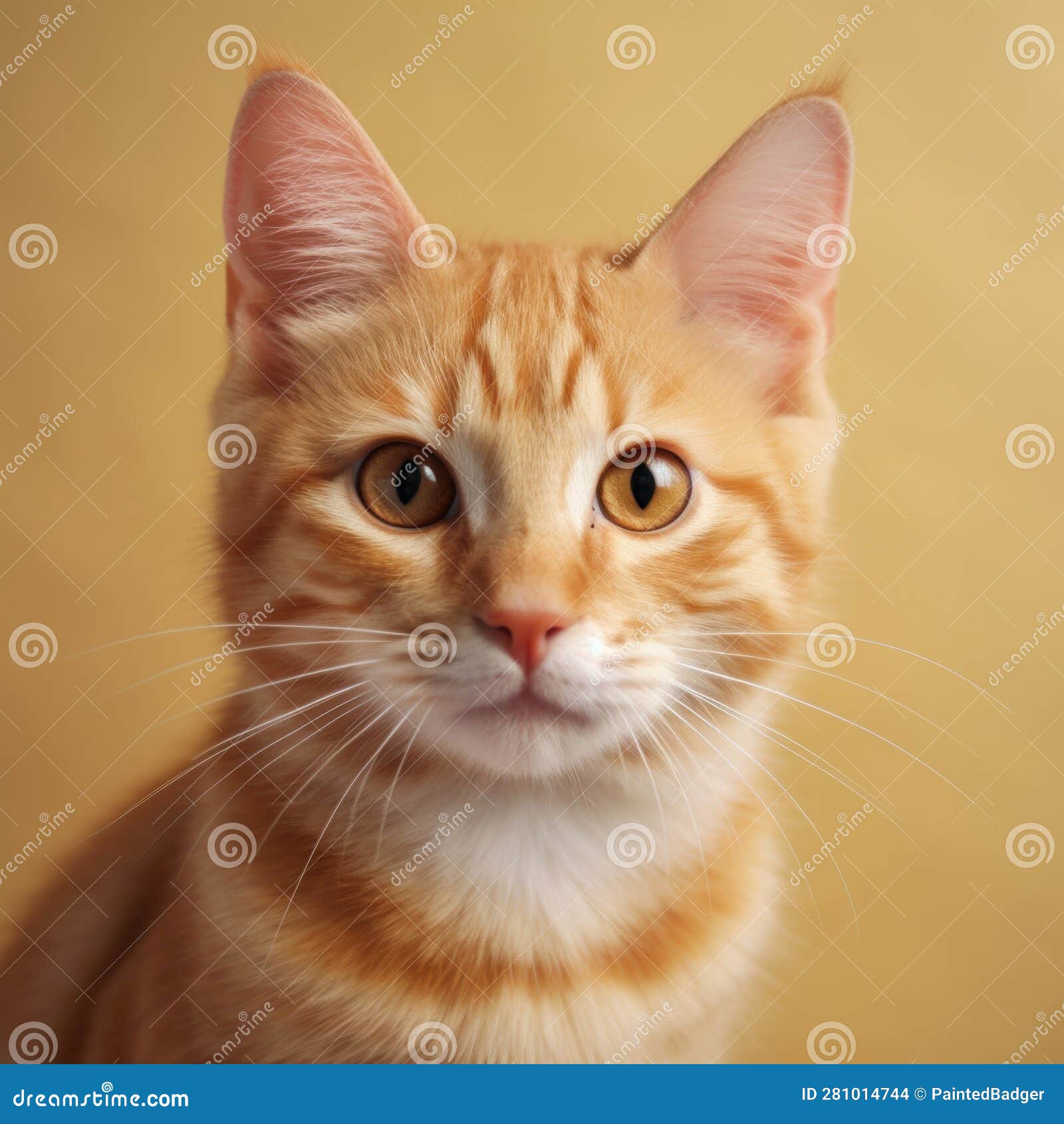 Cute Orange Cat Portrait on Orange Background Stock Illustration ...