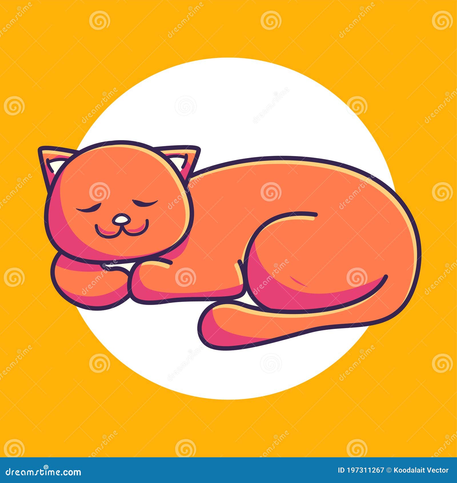 Cute Orange Cat Sleeping. Cartoon Illustration Stock Vector ...