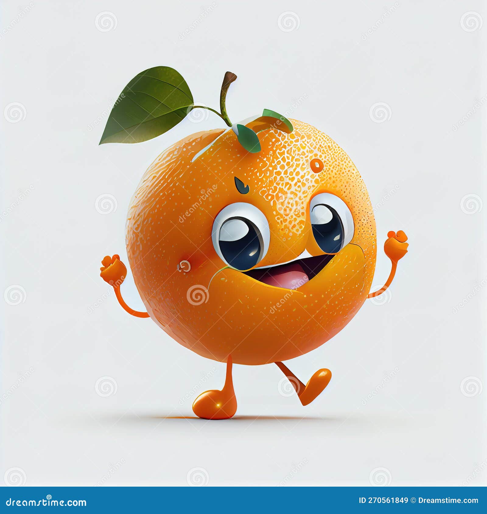 Generative AI: Cute Orange Character in Withe Background Stock ...