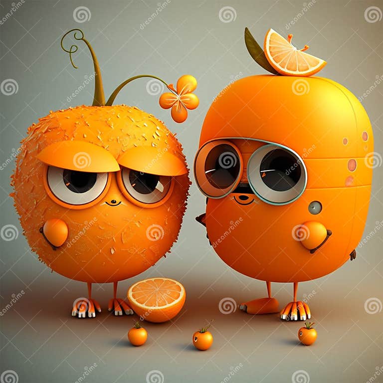 Cute orange characters stock photo. Image of face, expression - 268313544