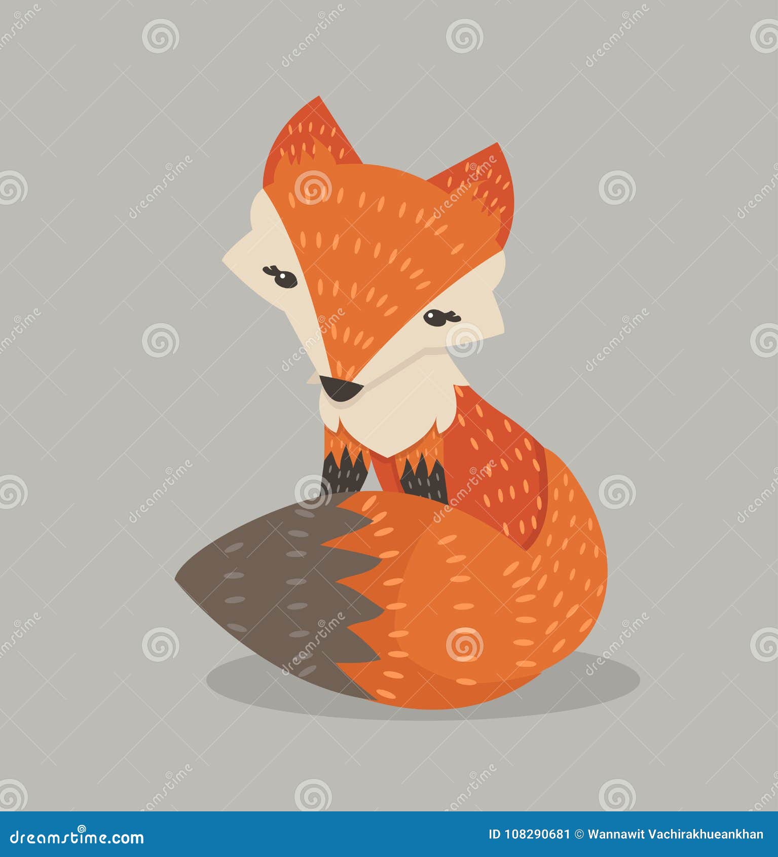 Cute Orange Fox Cartoon Vector Stock Vector - Illustration of mammal ...