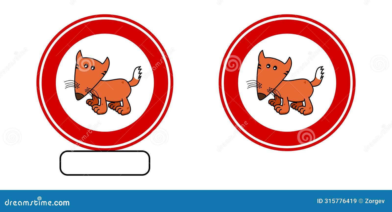 A Cute Orange Fox with a Traffic Sign on a White Background - Vector ...