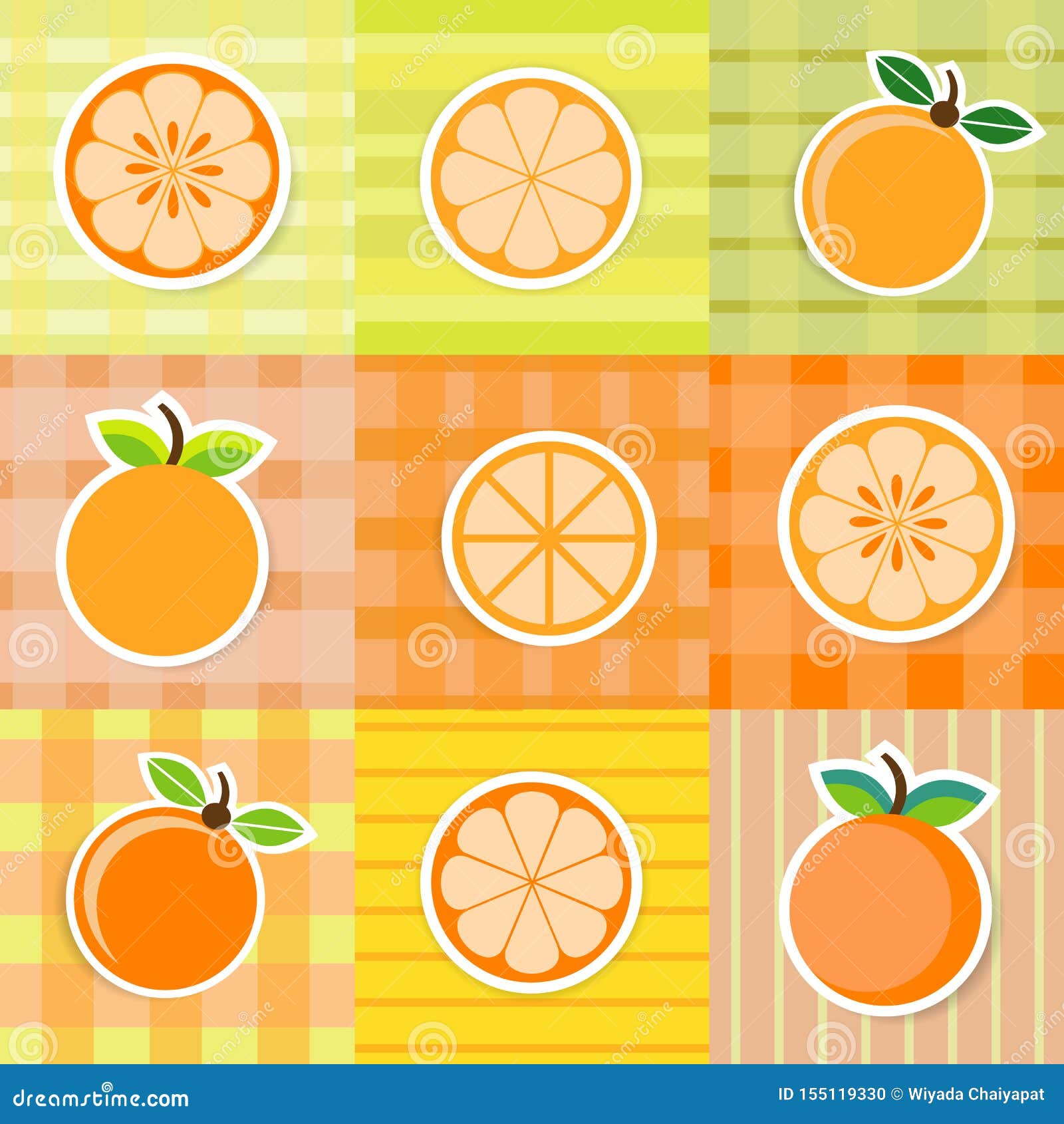 Cute orange fruit stickers stock illustration. Illustration of cute ...