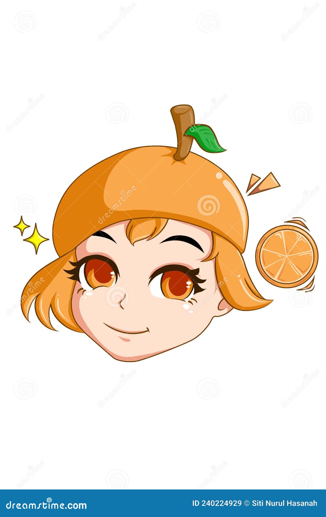 Cute Orange Girl Character Illustration Stock Vector - Illustration of ...
