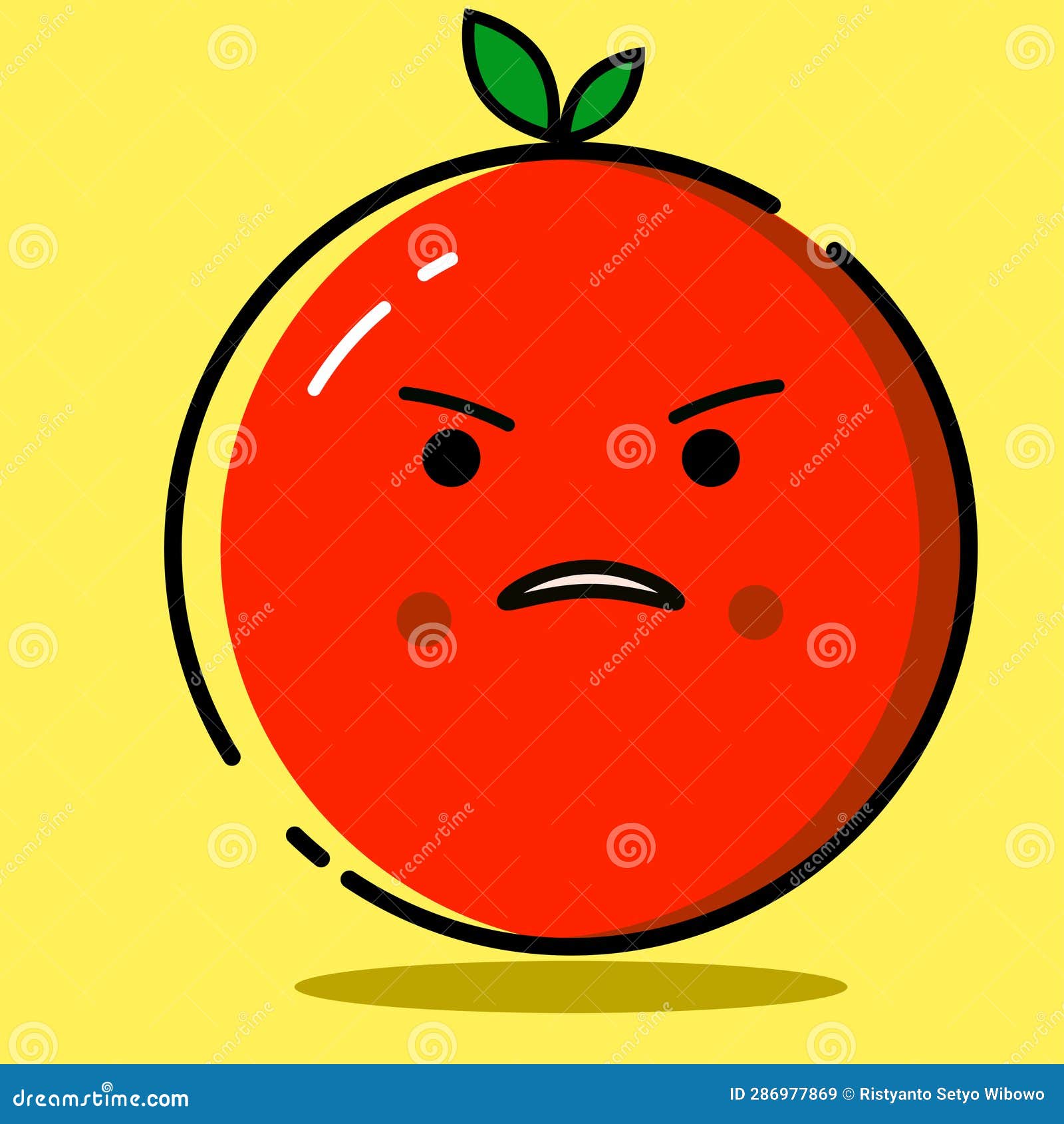Cute Orange Icon with Angry Expression Stock Vector - Illustration of ...