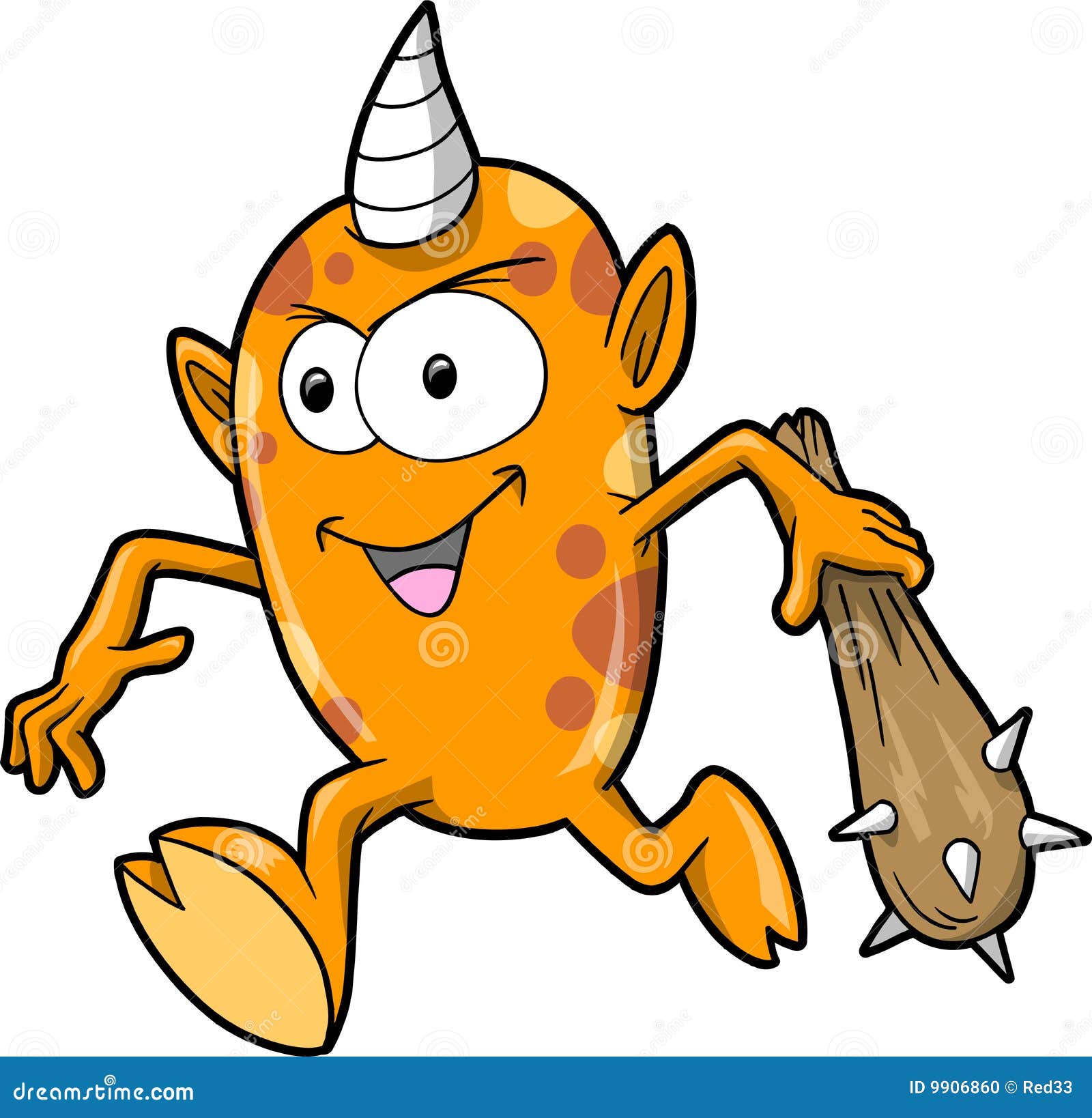 Cute Orange Monster vector stock vector. Illustration of mean - 9906860