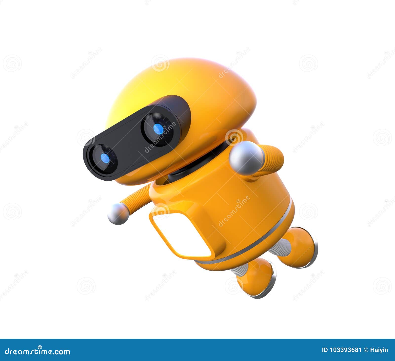Orange Robot With Multi-Toroid Head And Vent Mouth And Two Eyes Royalty ...