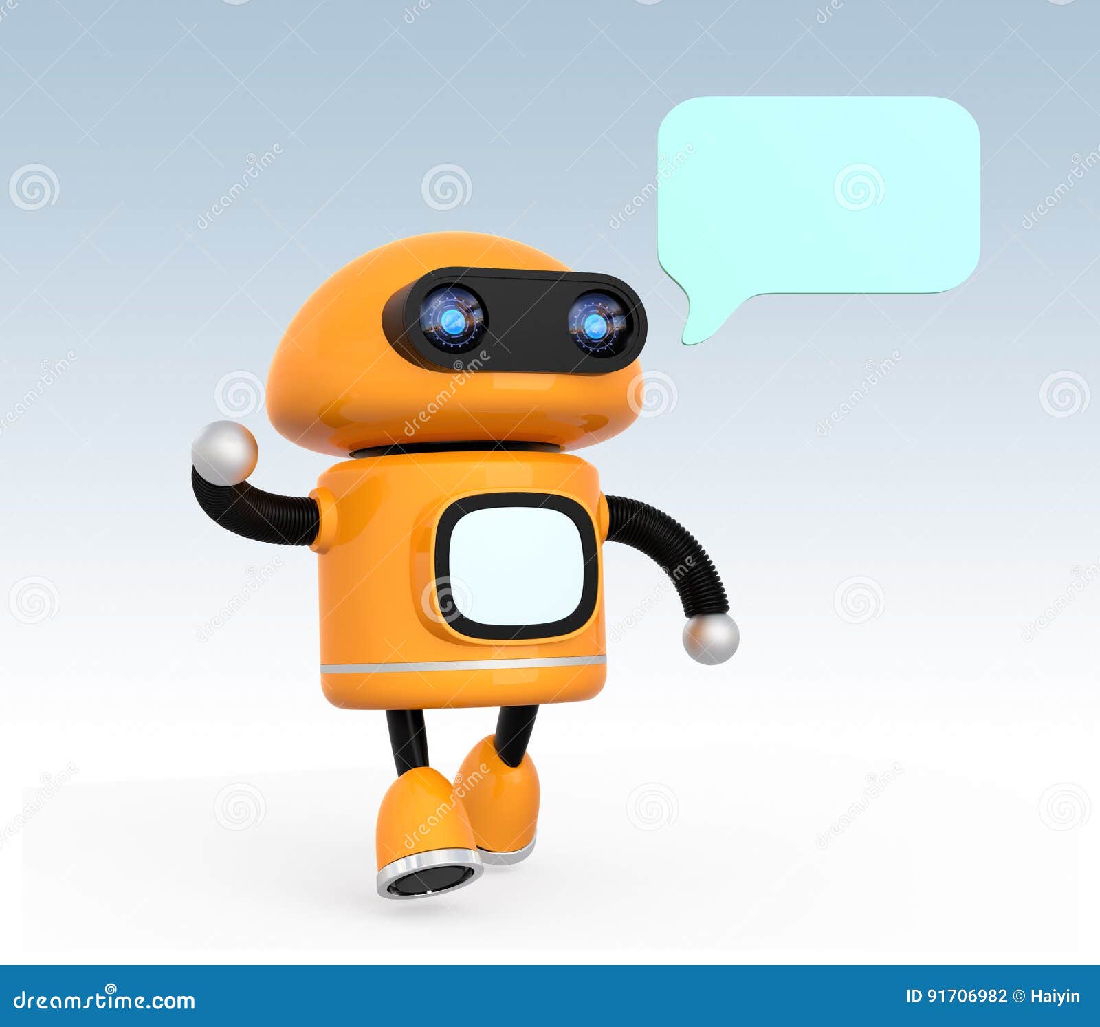 Orange Robot With Multi-Toroid Head And Vent Mouth And Two Eyes Royalty ...