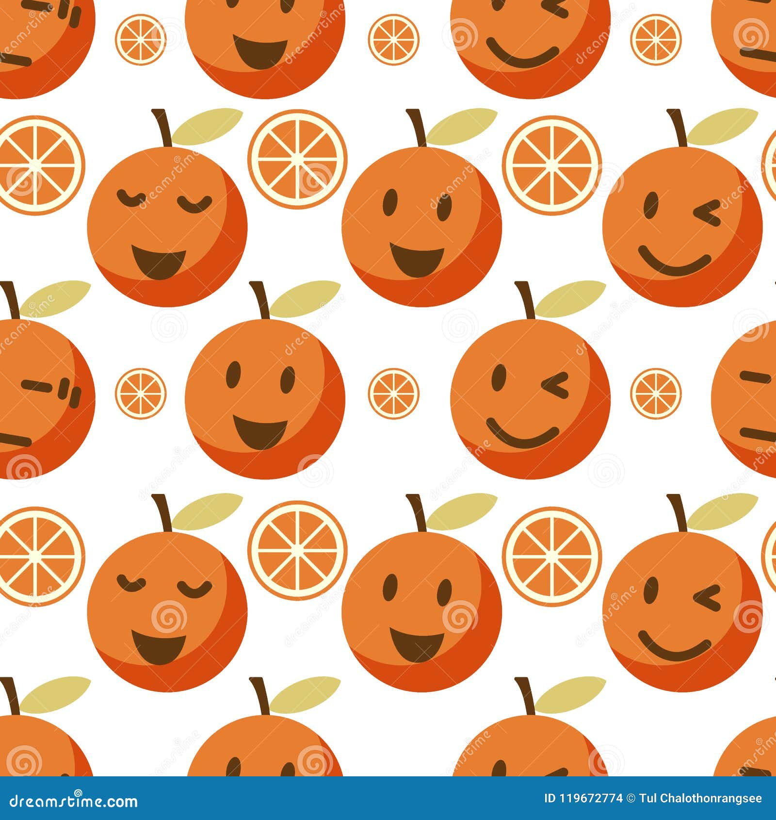 Cute Orange Seamless Pattern Stock Vector - Illustration of sweet ...