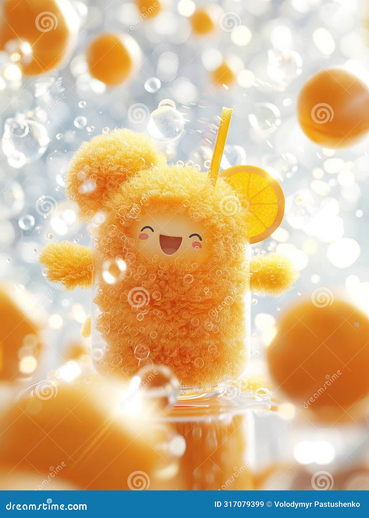 A Cute Orange Teddy Bear in Bubbles Stock Image - Image of generated ...
