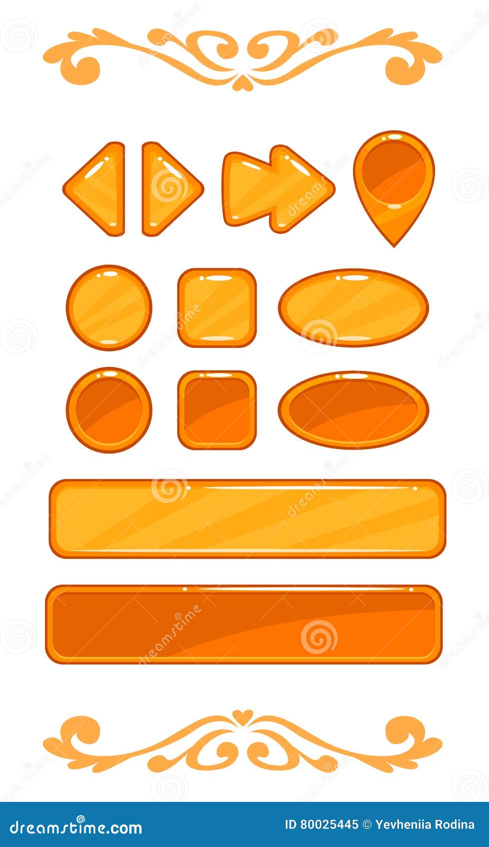 Cute Orange Vector Game User Interface Stock Vector - Illustration of ...