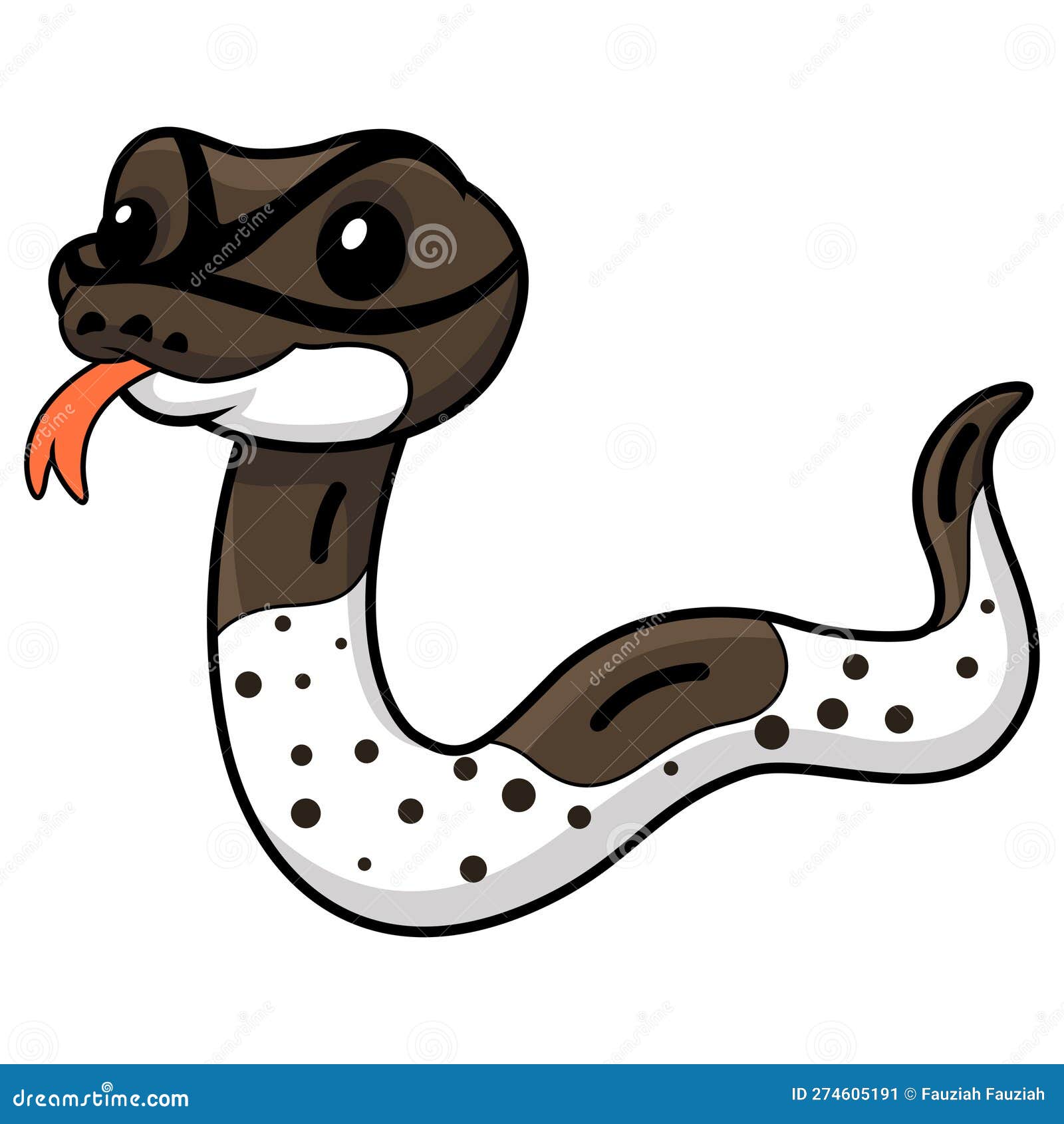 Cute Oreo Pied Ball Python Cartoon | CartoonDealer.com #274605191