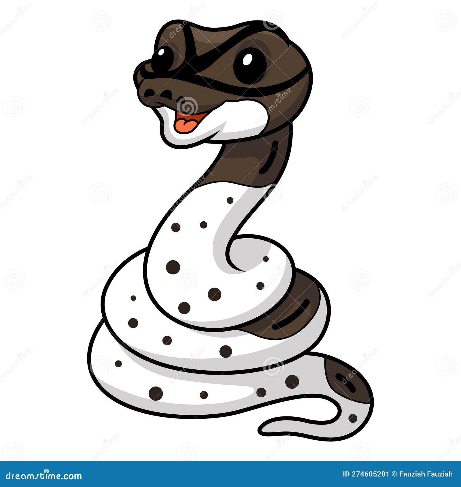 Cute Oreo Pied Ball Python Cartoon With Blank Sign | CartoonDealer.com ...
